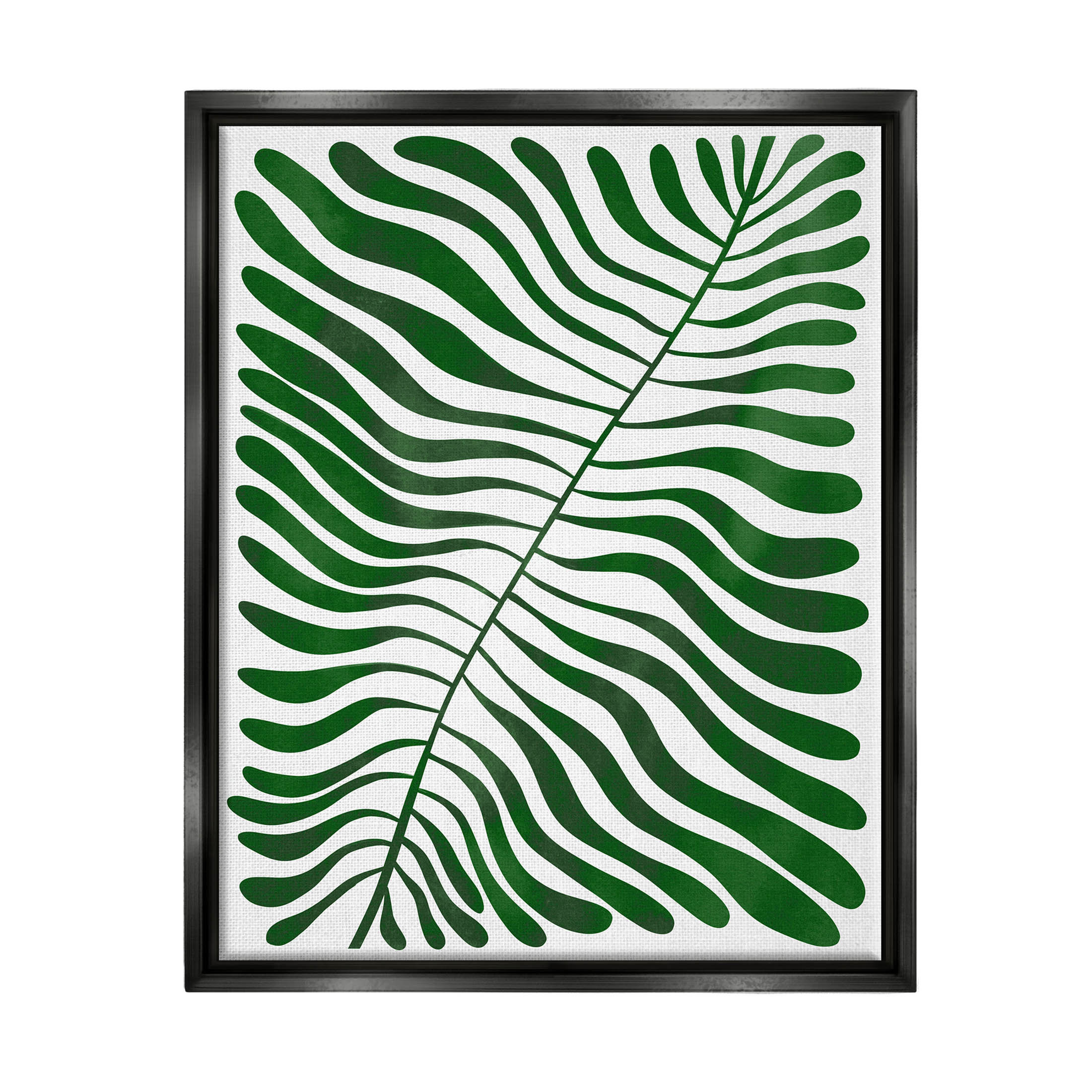 Stupell Industries Abstract Fern Botanical Leaf Framed Floater Canvas ...