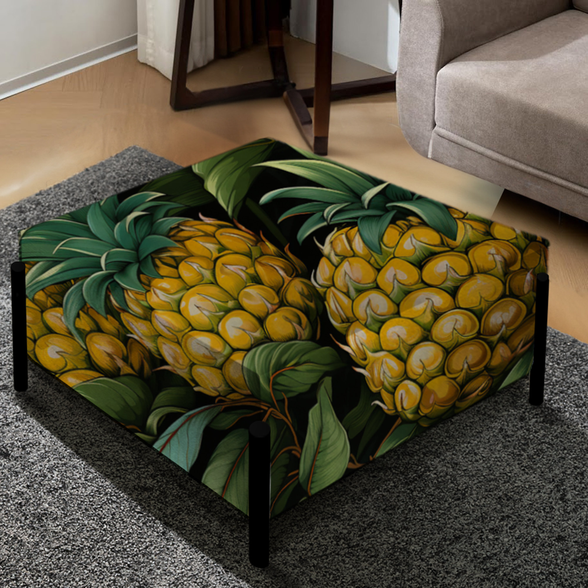 Design Art Pineapple Delight Tropical Pattern - Tropical Large Square ...