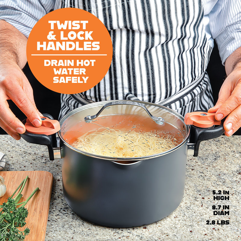 Gotham Steel Stock Multipurpose Pasta Pot with Strainer Lid & Twist and ...