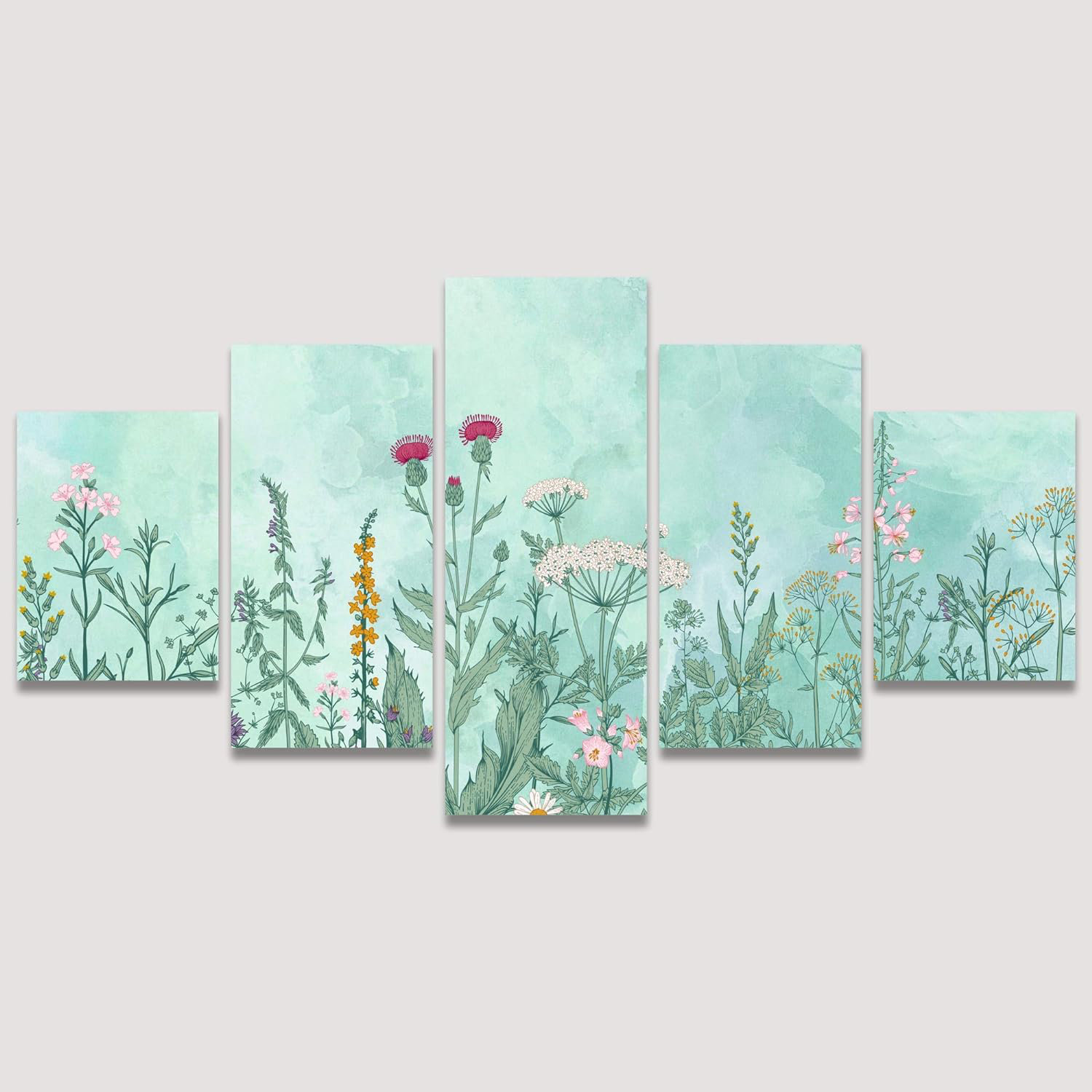 IDEA4WALL Vibrant Wildflower Retro Style Flowers And Plants With ...