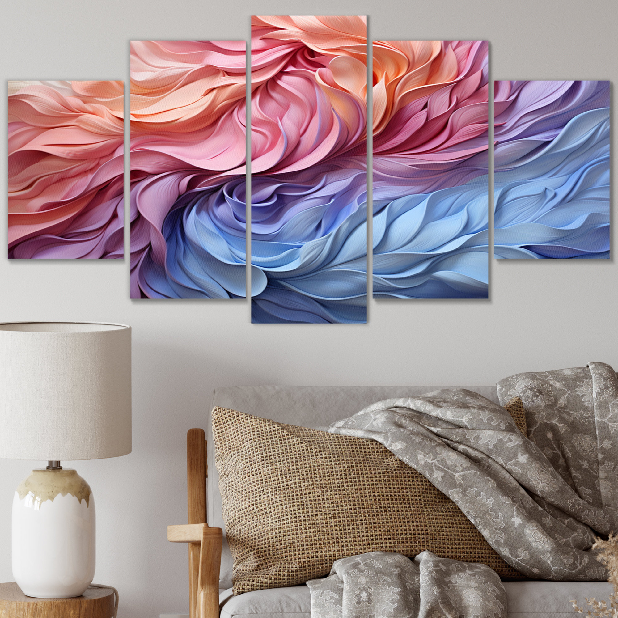 Design Art Pastel Swirls - Abstract Spirals Metal Wall Decor Set ...