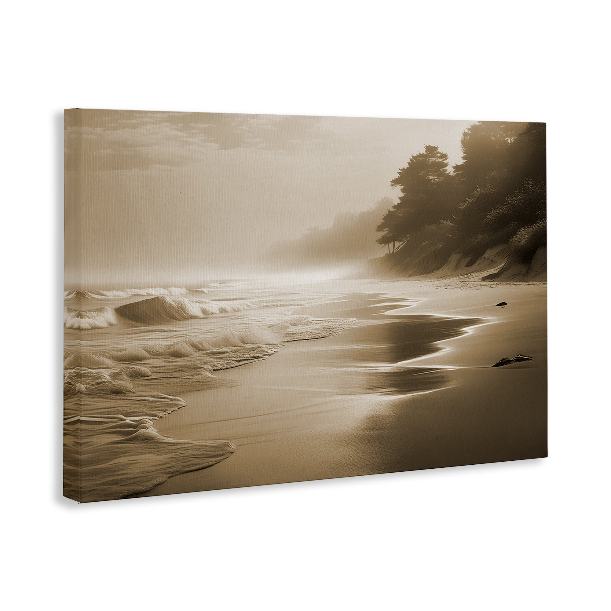 Highland Dunes Sepia Smooth Beach Landscape Canvas Wall Art by Noah Bay ...