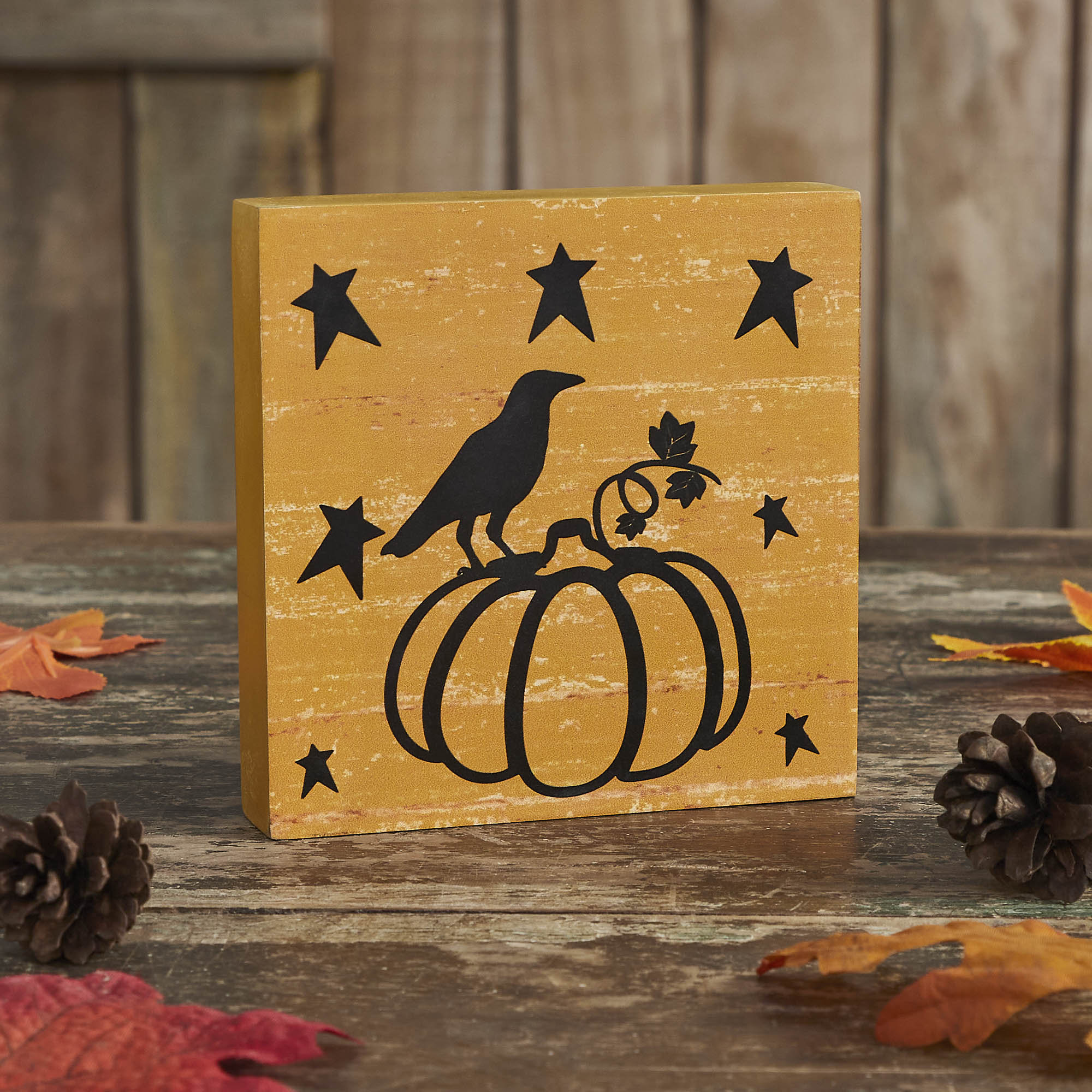 August Grove® Prim Stars Pumpkin Raven Base MDF Sign 5x5 | Wayfair