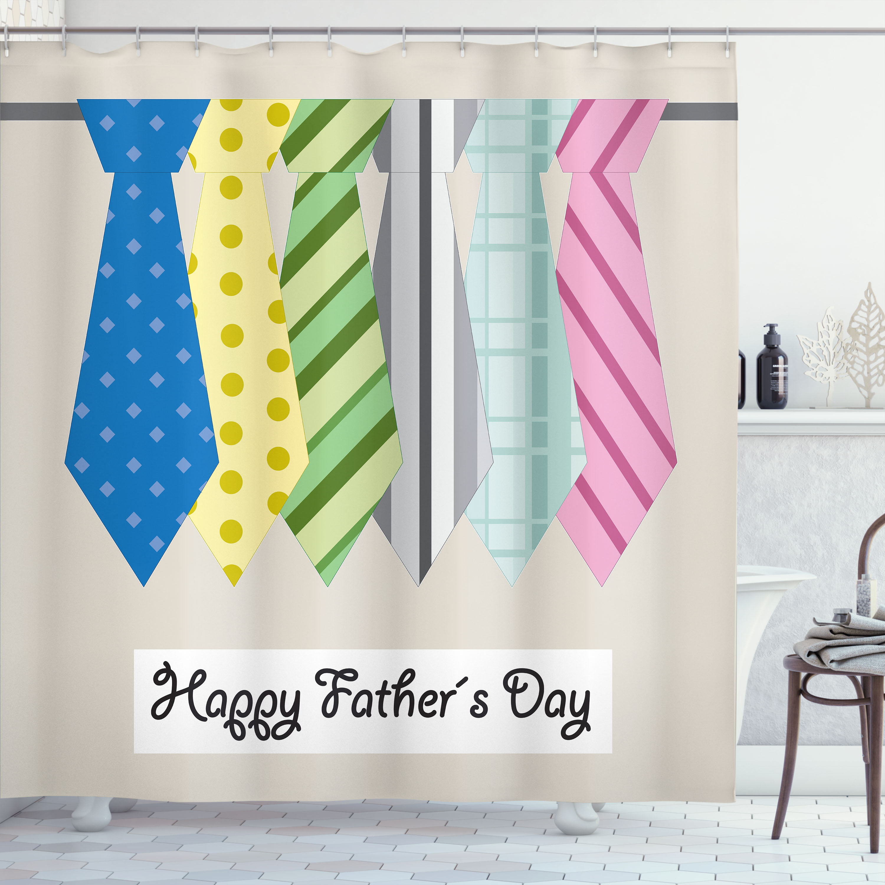 East Urban Home Fathers Day Shower Curtain Colorful Dad Ties Theme ...