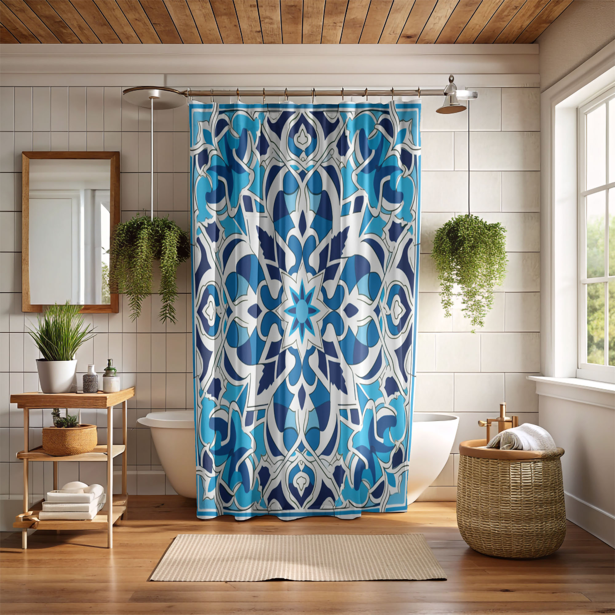East Urban Home Arabic Tile Paper - 1 Piece Standard Shower Curtain ...