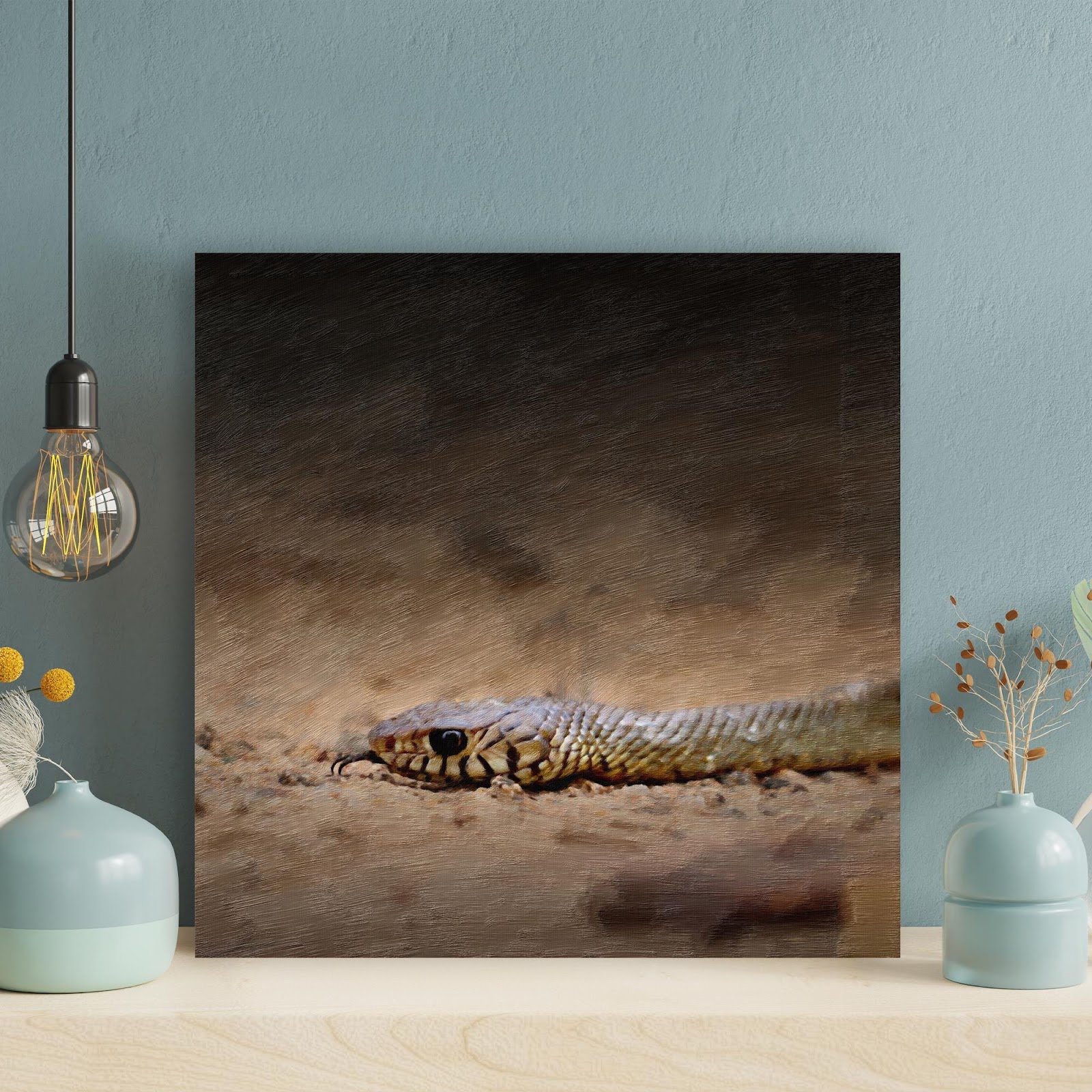 Latitude Run® Brown And Black Snake On Brown Sand 2 - Wrapped Canvas ...