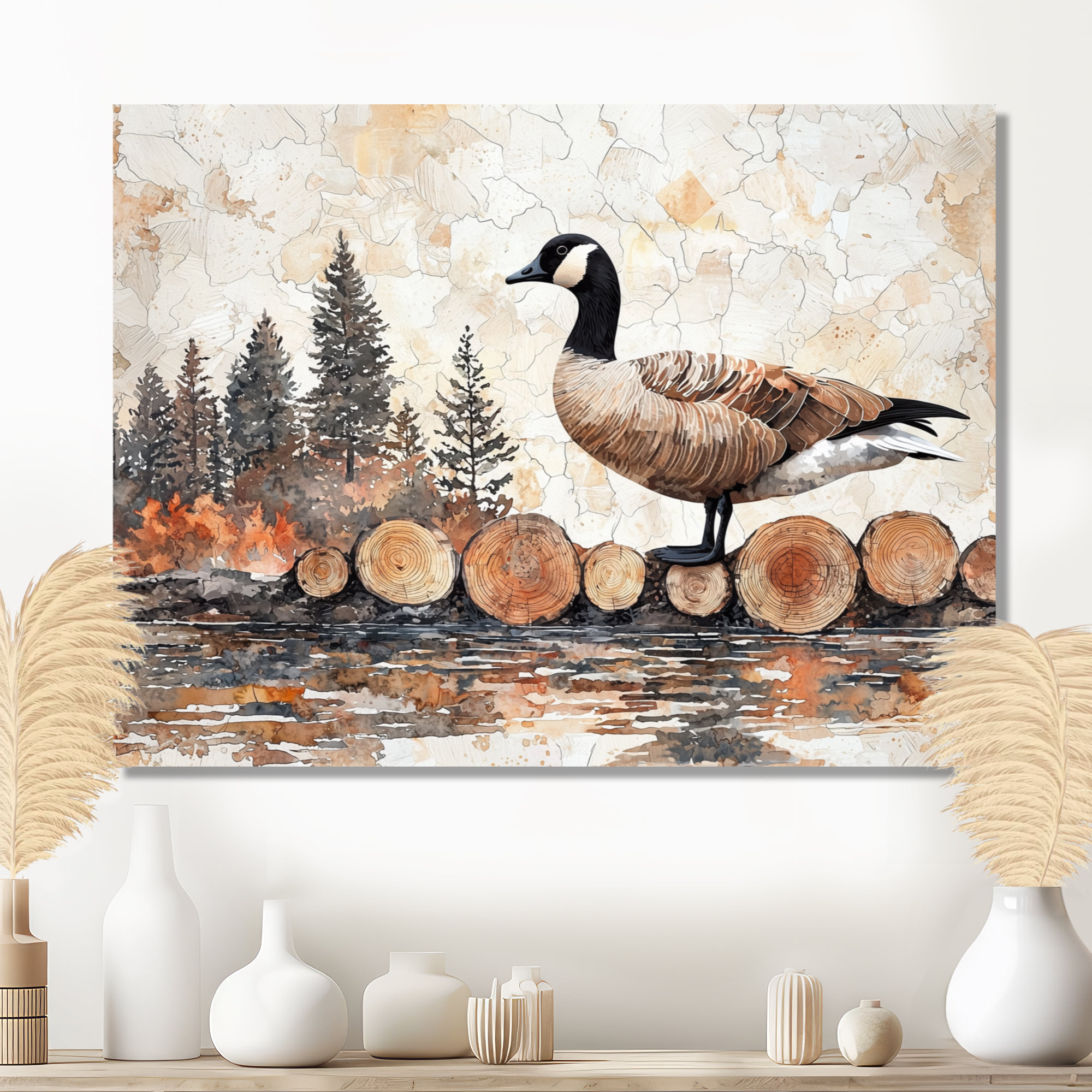Millwood Pines Goose In Canadian Forest Lake Landscape I - goose Wall ...