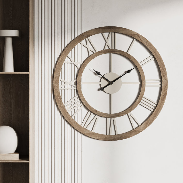 Gracie Oaks Elara Wood Modern Farmhouse Wall Clock | Wayfair