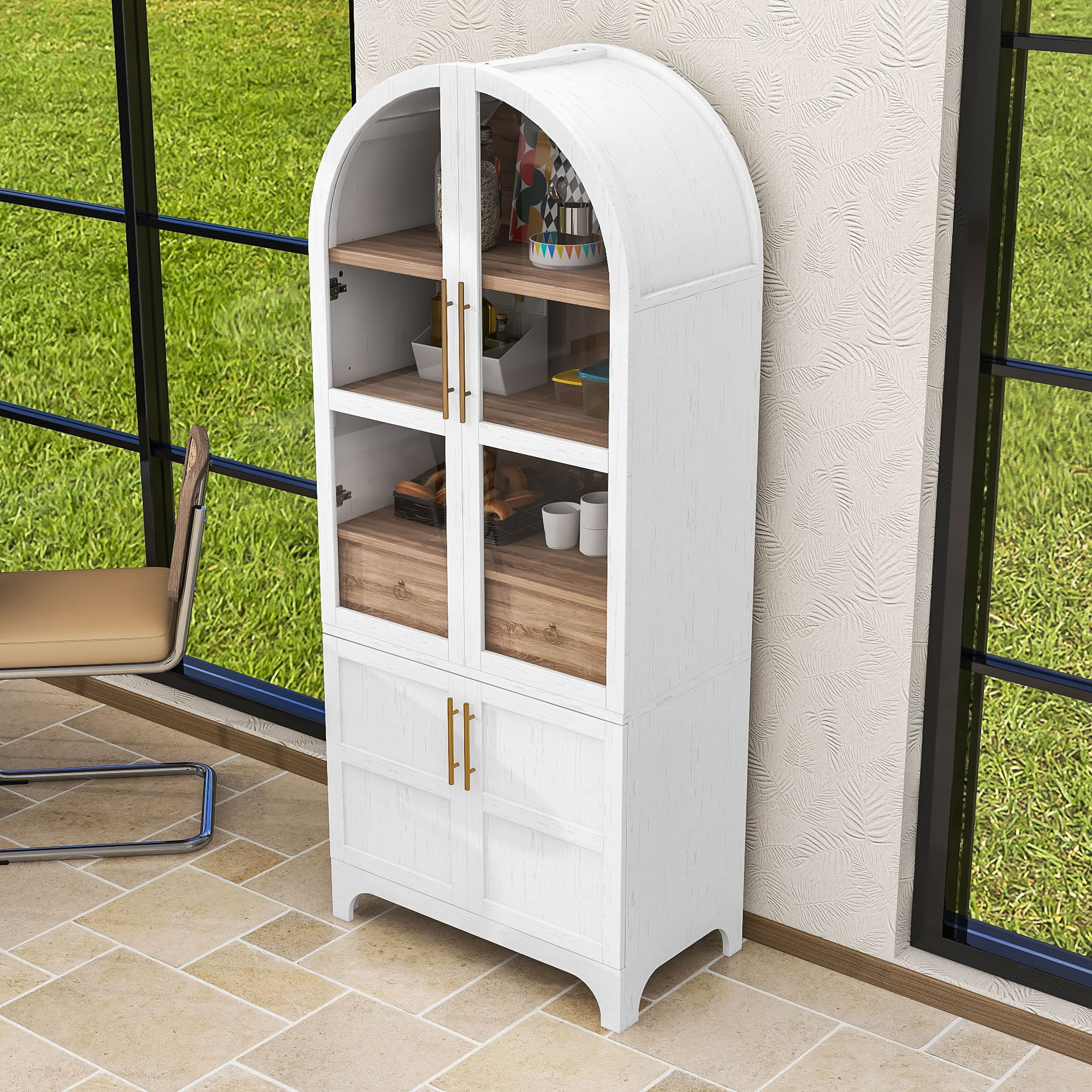 Lark Manor™ Elegant Arched Storage Cabinet with Adjustable Shelves and ...