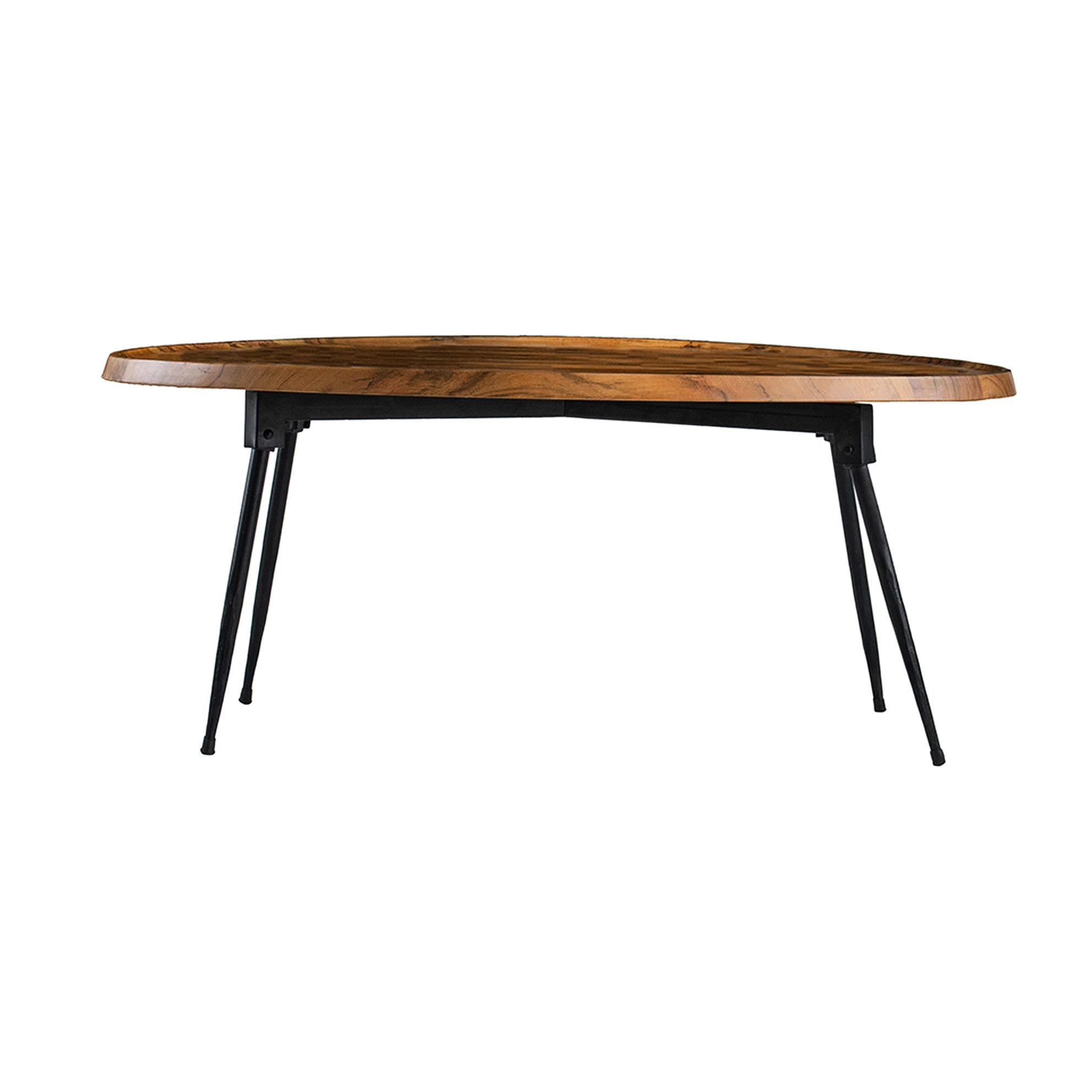 17 Stories 39X26x16" Oval Coffee Table, Wood And Iron Blend, Natural ...