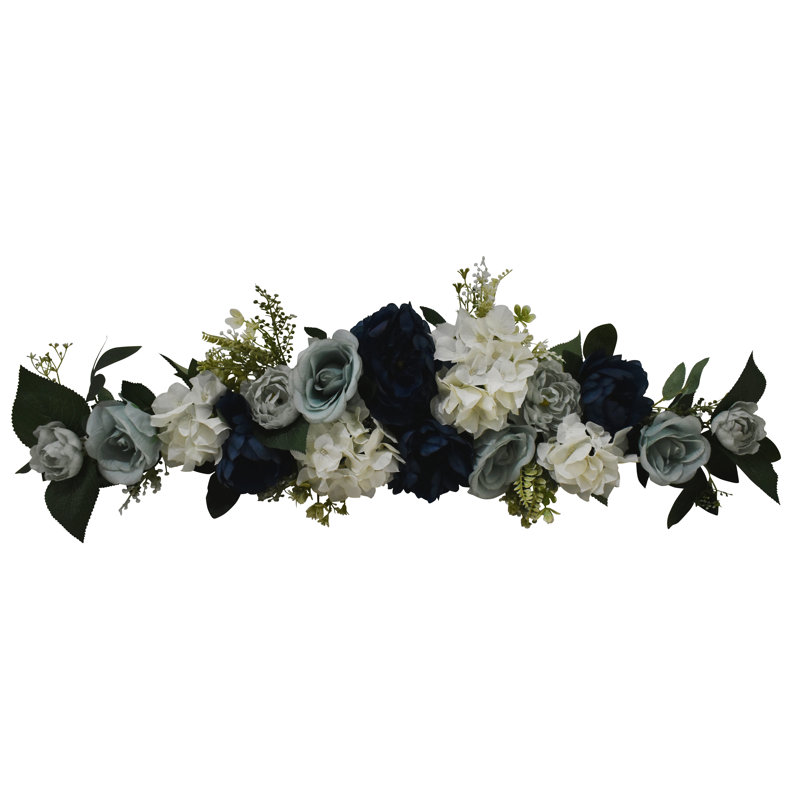 Primrue 32" Blue Peony Rose Hydrangea Swag & Reviews | Wayfair