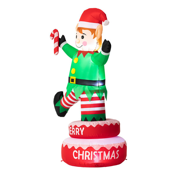 The Holiday Aisle® 6FT Lighted Inflatable Rotating Elf Decor | Wayfair
