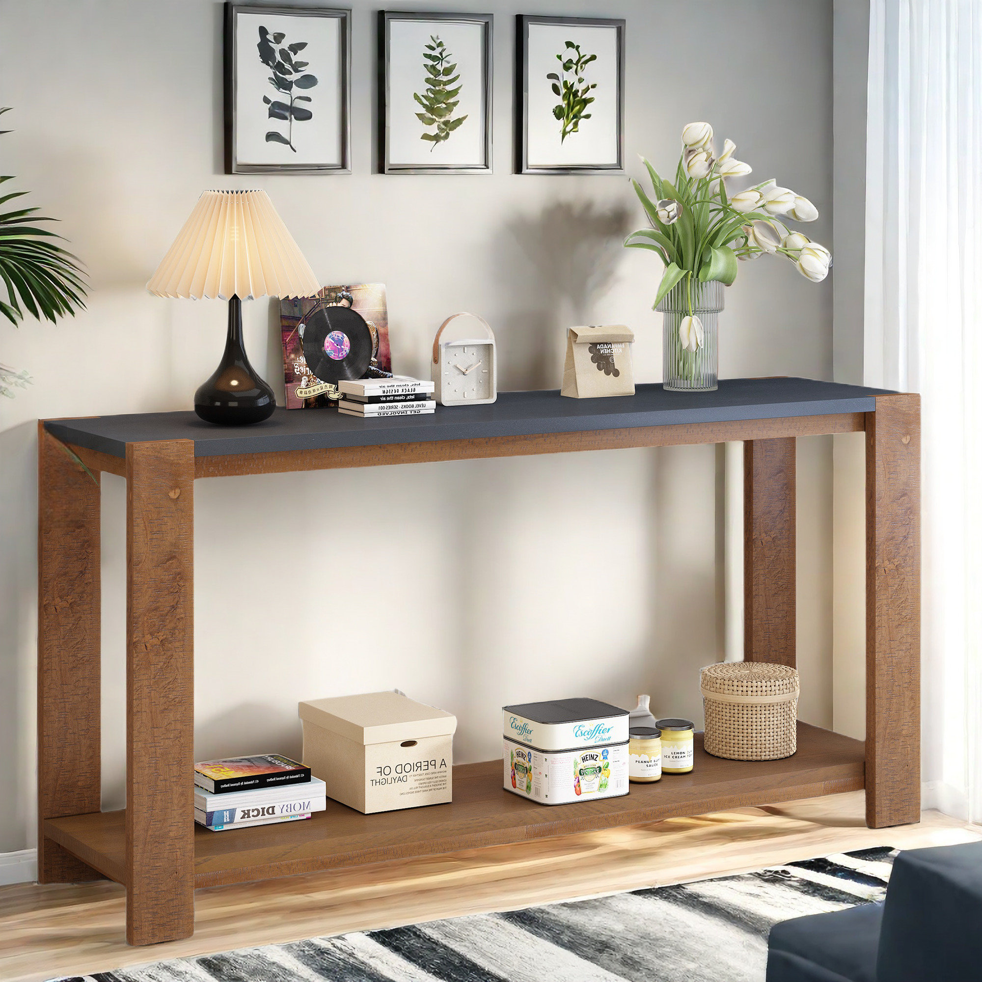 Latitude Run® Stanlee Minimalist Console Table with Bottom Shelf and ...