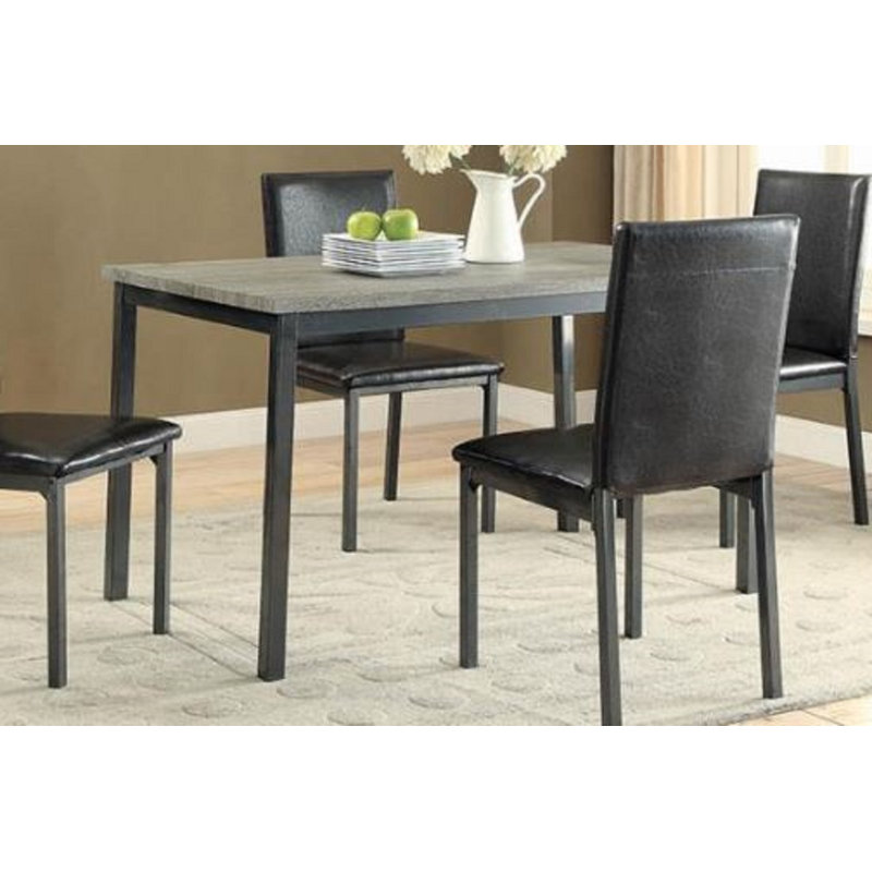 17 Stories Veimo Rectangular Dining Table in Natural and Black | Wayfair
