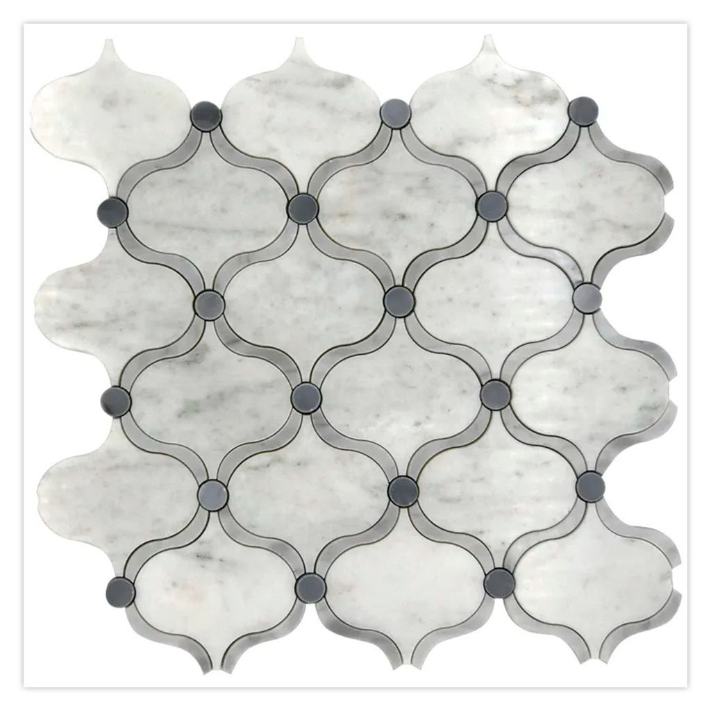 Apollo Tile Elysian 12 X 12 In. Polished Soft White, Gray Stone Mosaic Arabesque Wall And Floor ...