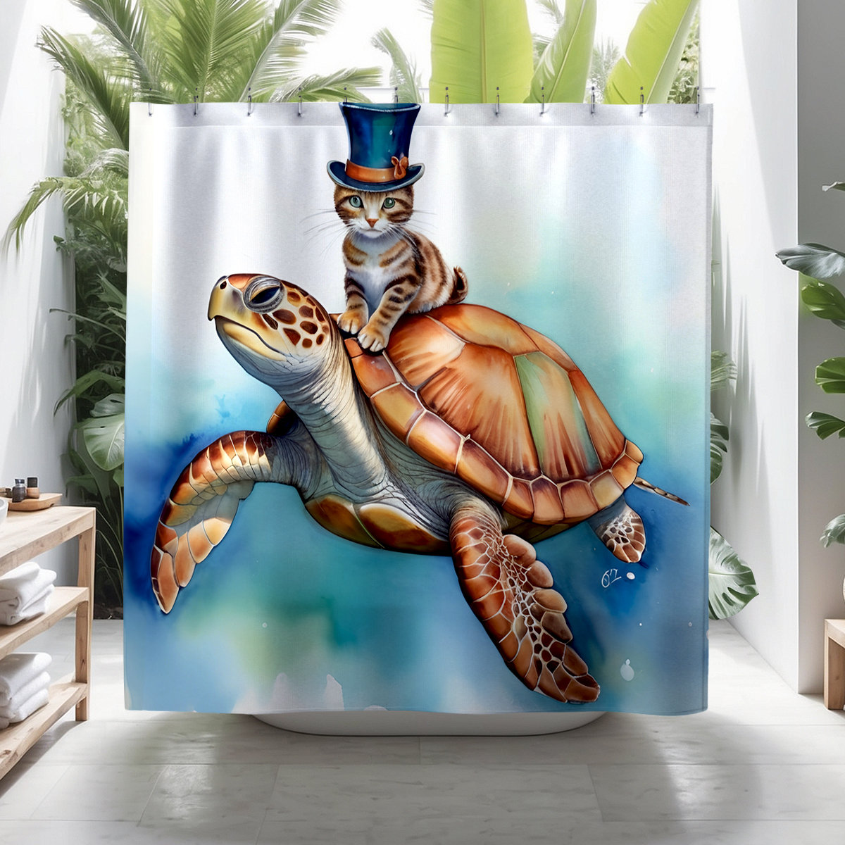 ULLI HOME Garfield Shower Sea Turtle Curtain - Wayfair Canada