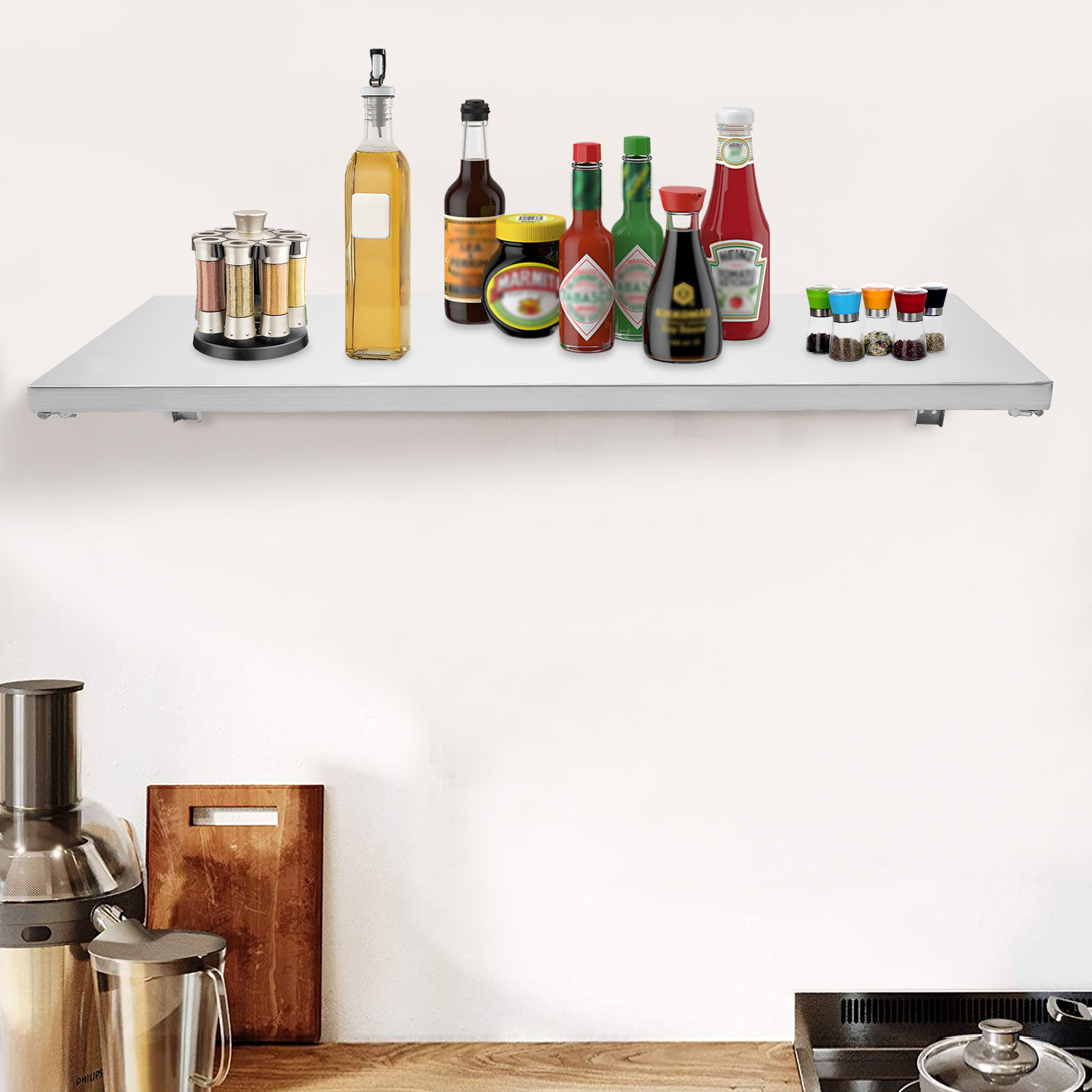 Latitude Run® Stainless Steel Wall Mounted Shelves | Wayfair