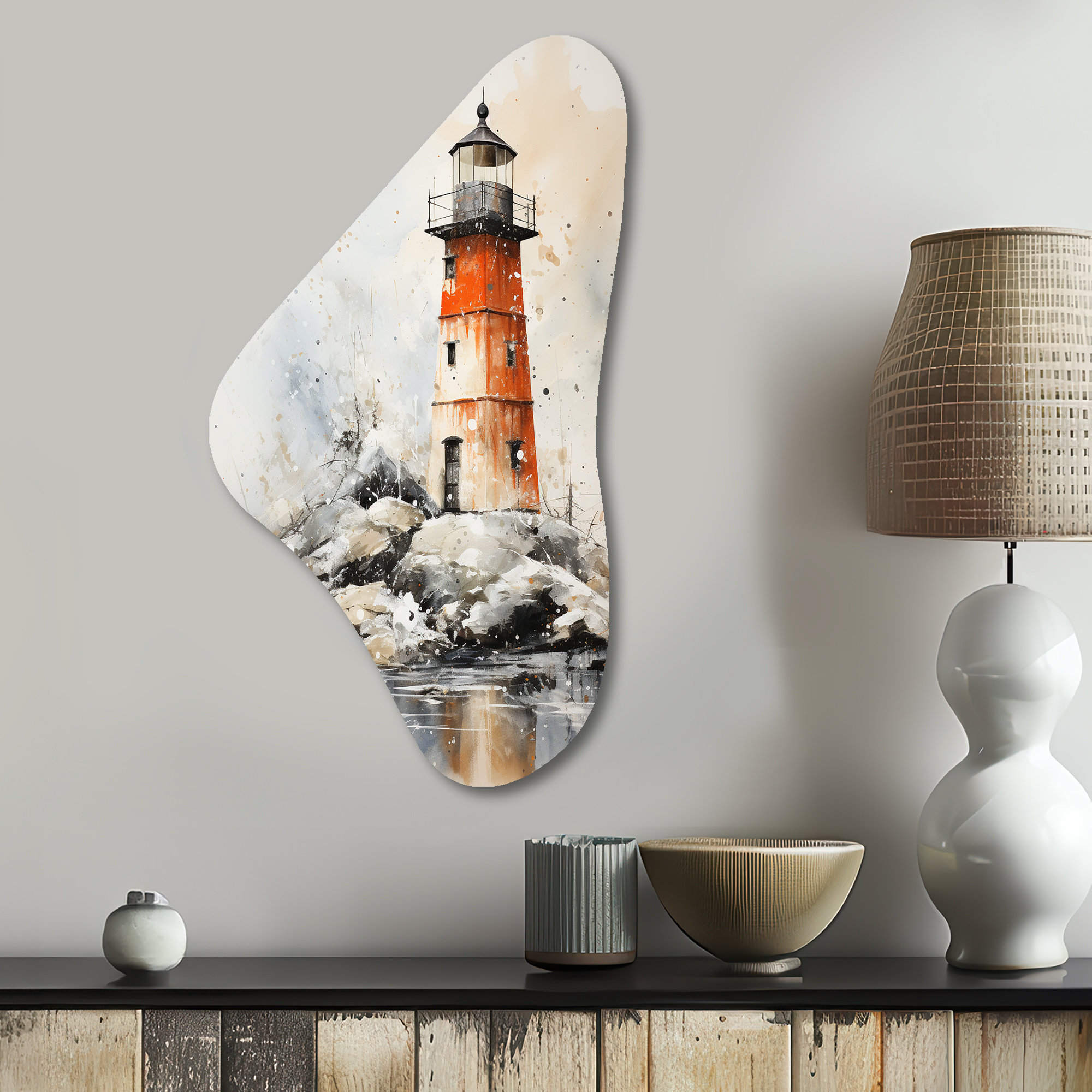 Design Art Lighthouses By The Cliff II - Lighthouses Boomerang Shape ...
