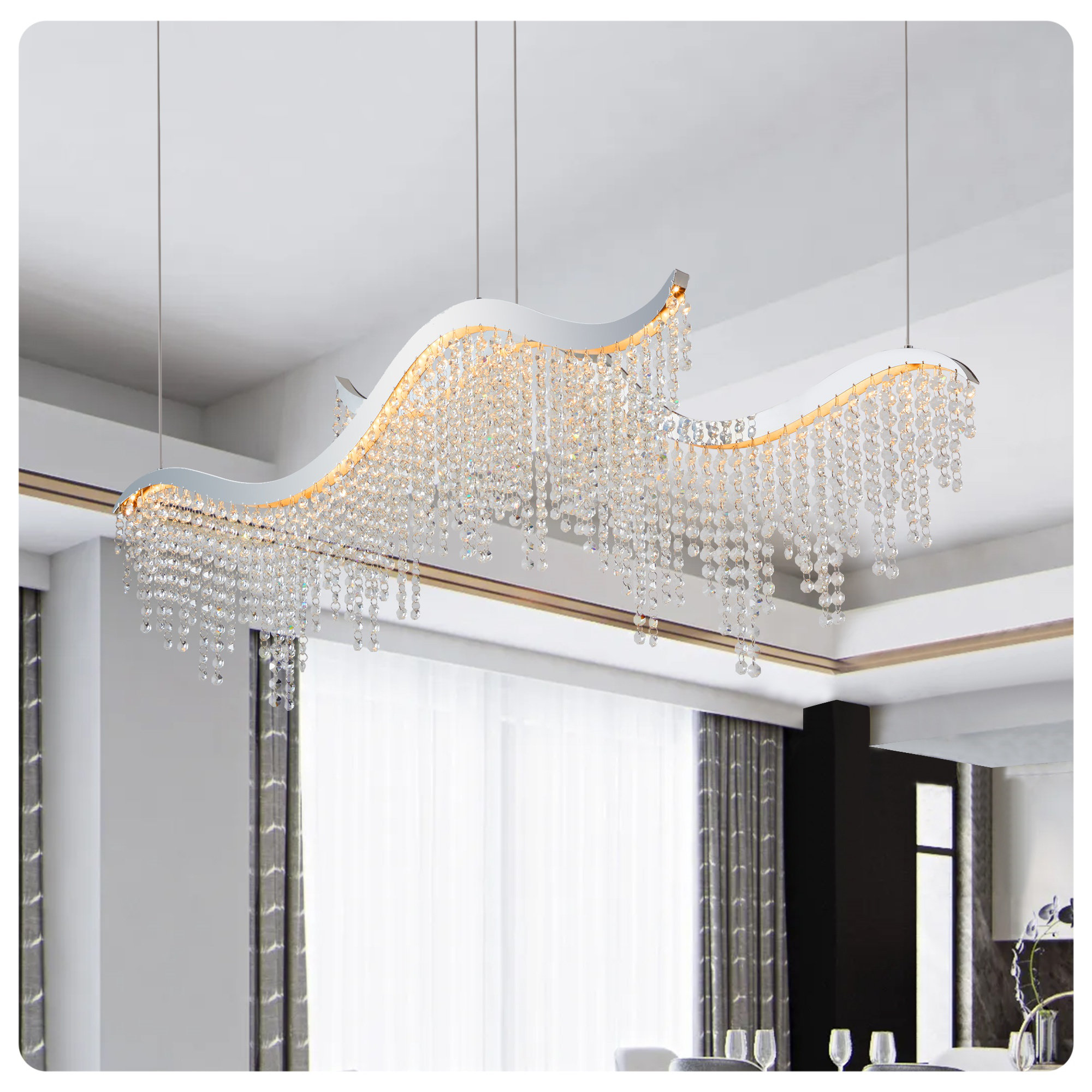 House of Hampton® Wave Crystal Chandeliers | Wayfair