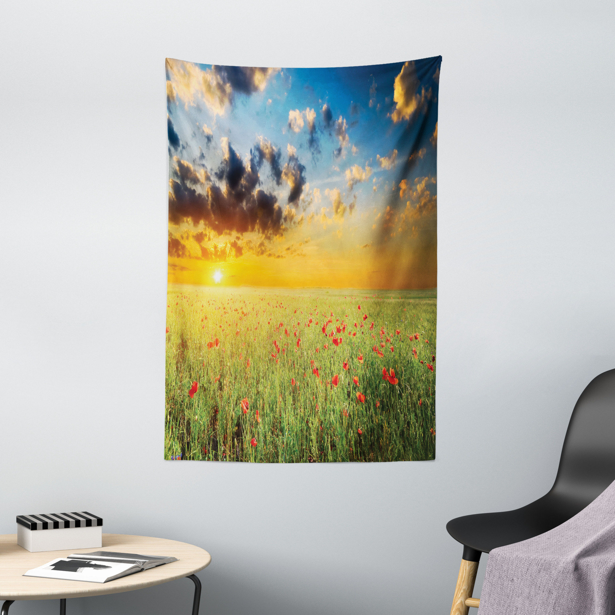 East Urban Home Polyester Poppy Flower Tapestry | Wayfair