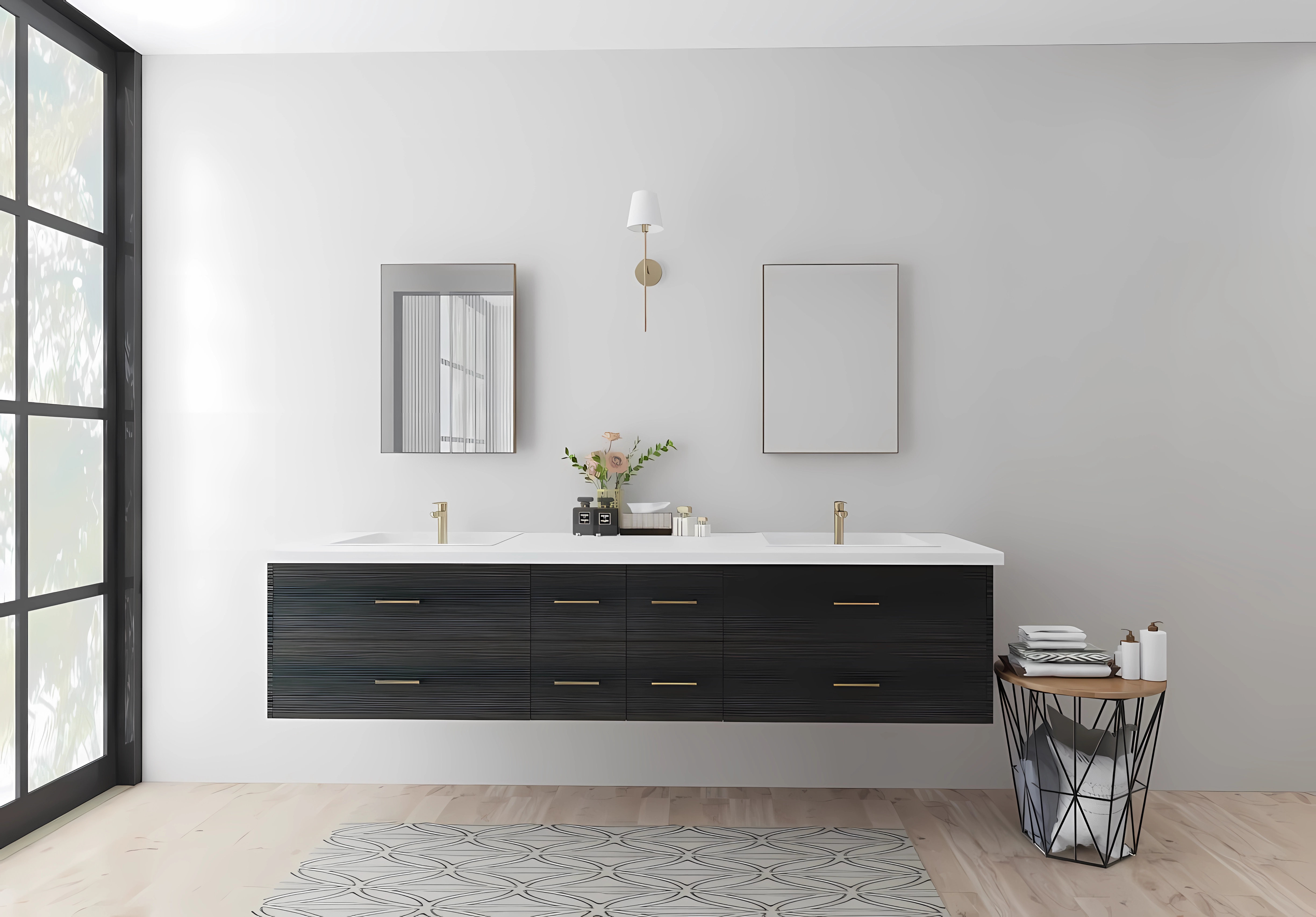 Everly Quinn Alcoa 90.5'' Double Bathroom Vanity with Ceramic Top | Wayfair