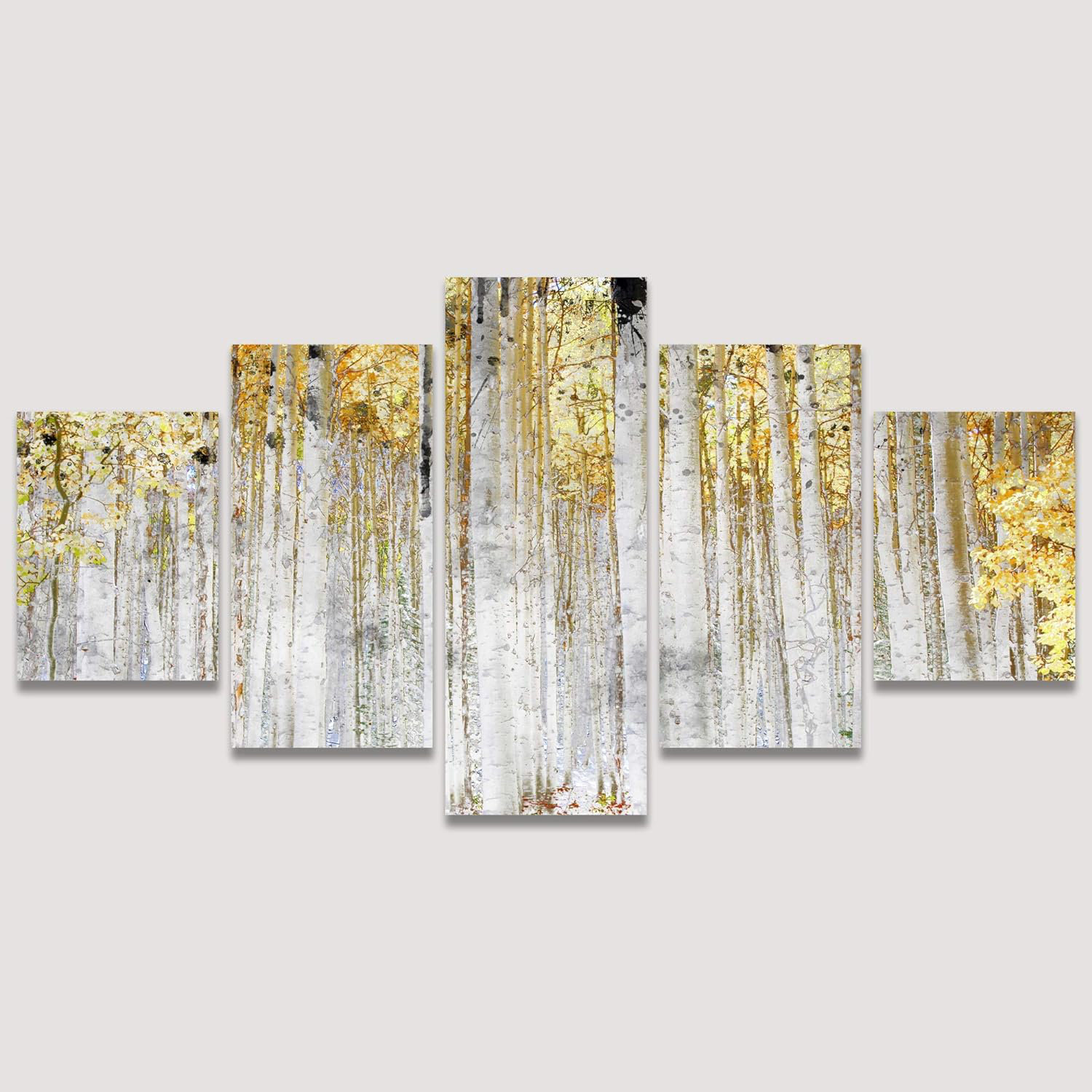 IDEA4WALL Abstract Trees With Yellow Leaves Abstract Plants ...