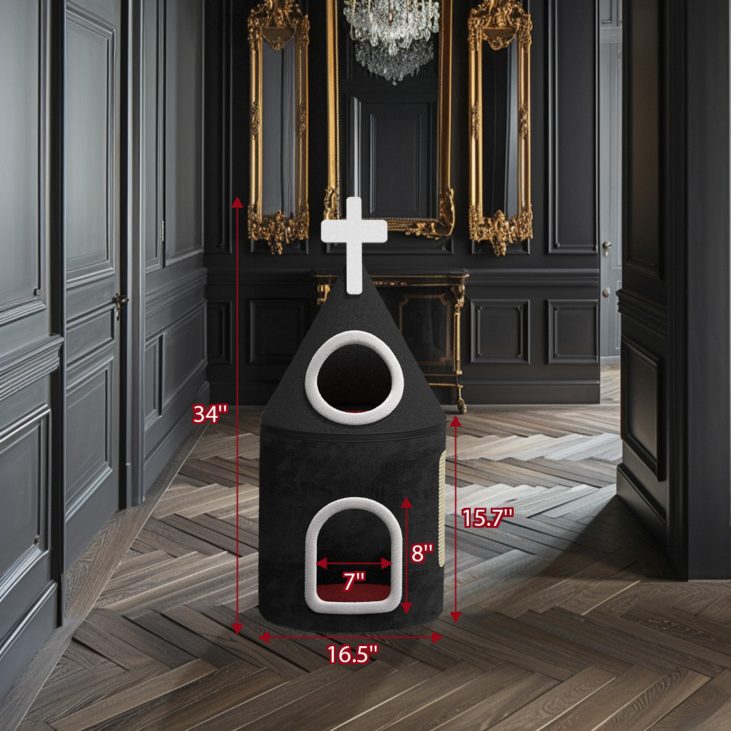 Tucker Murphy Pet™ Futoshi 34'' H Gothic Cat Tree，Double Decker Cat ...