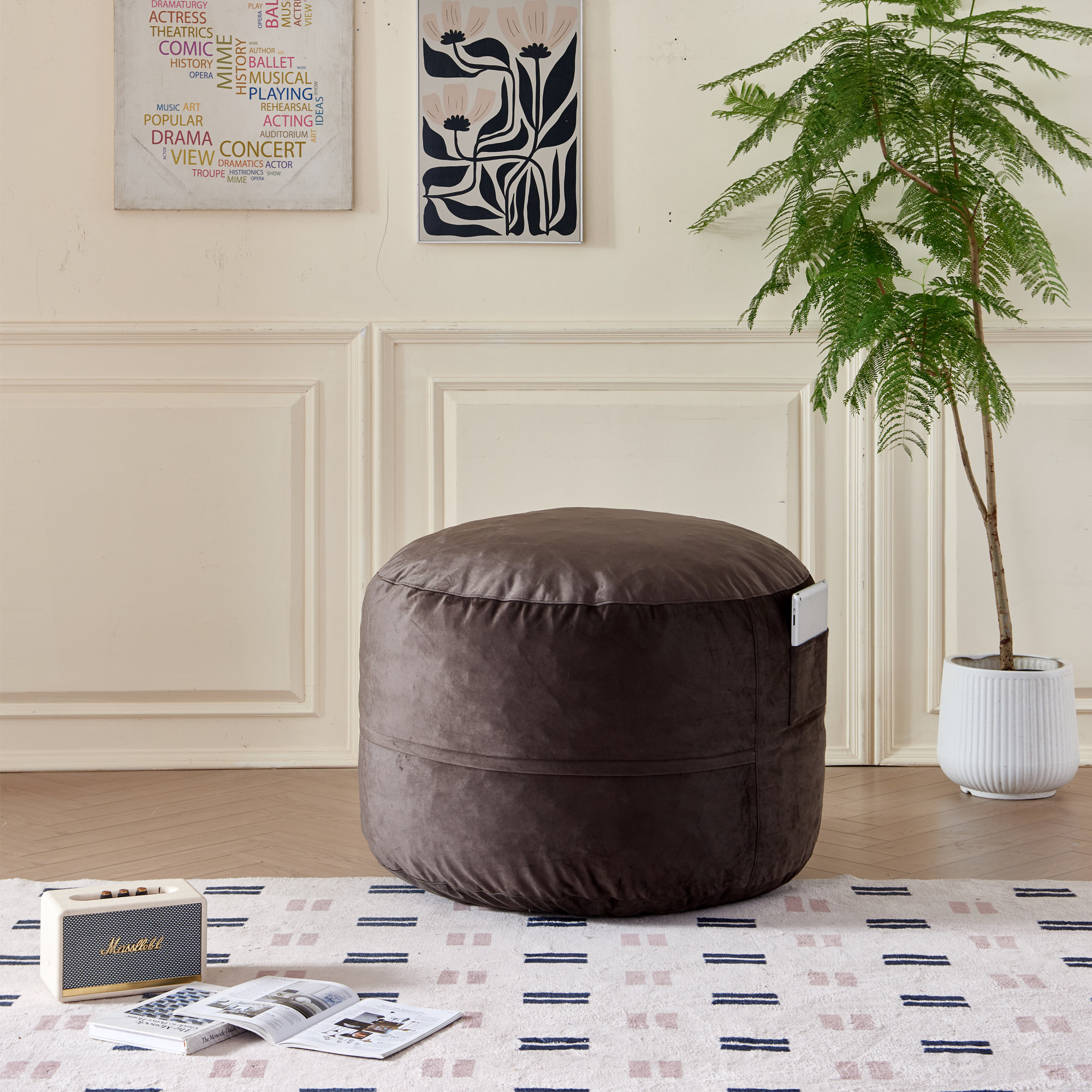Trule Shredded Foam Filled Circular Bean Bag Chair With Removable And ...