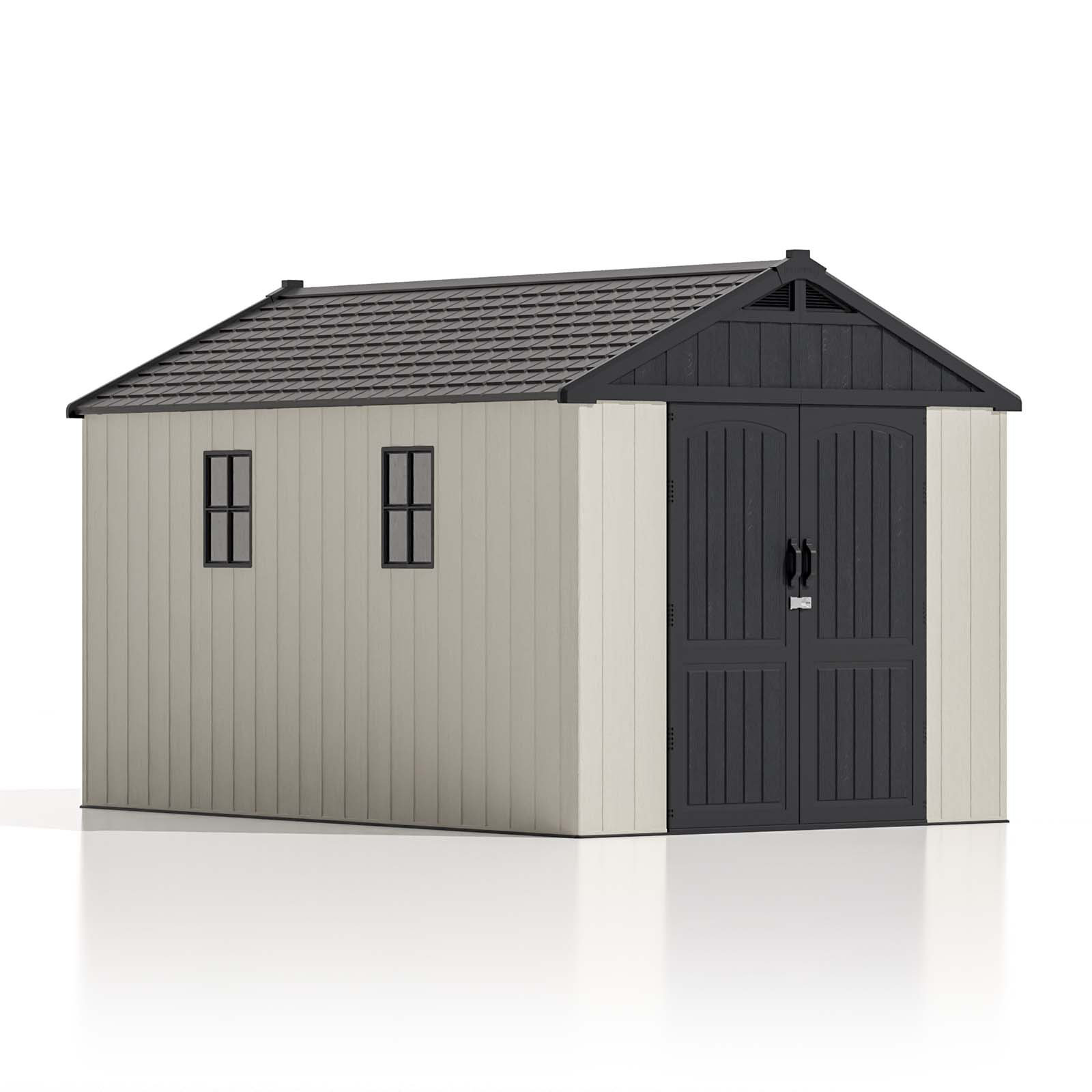 Patiowell 8 Ft. W X 12 Ft. D Plastic Storage Shed With Floor, Resin ...