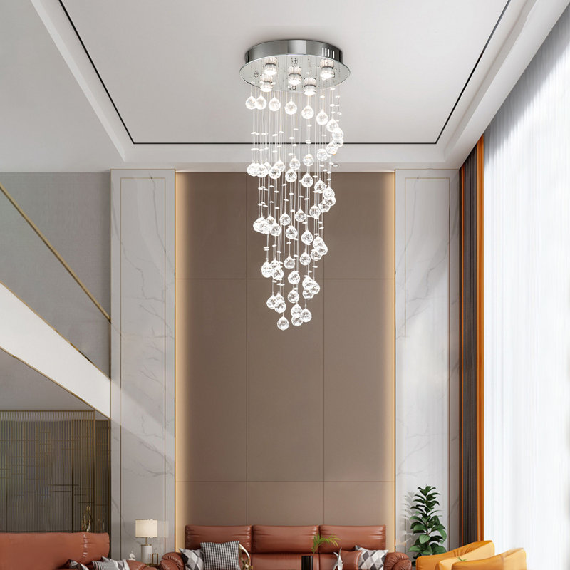 House of Hampton® Modern Luxury K9 Crystal Spiral Raindrop Flush Mount ...