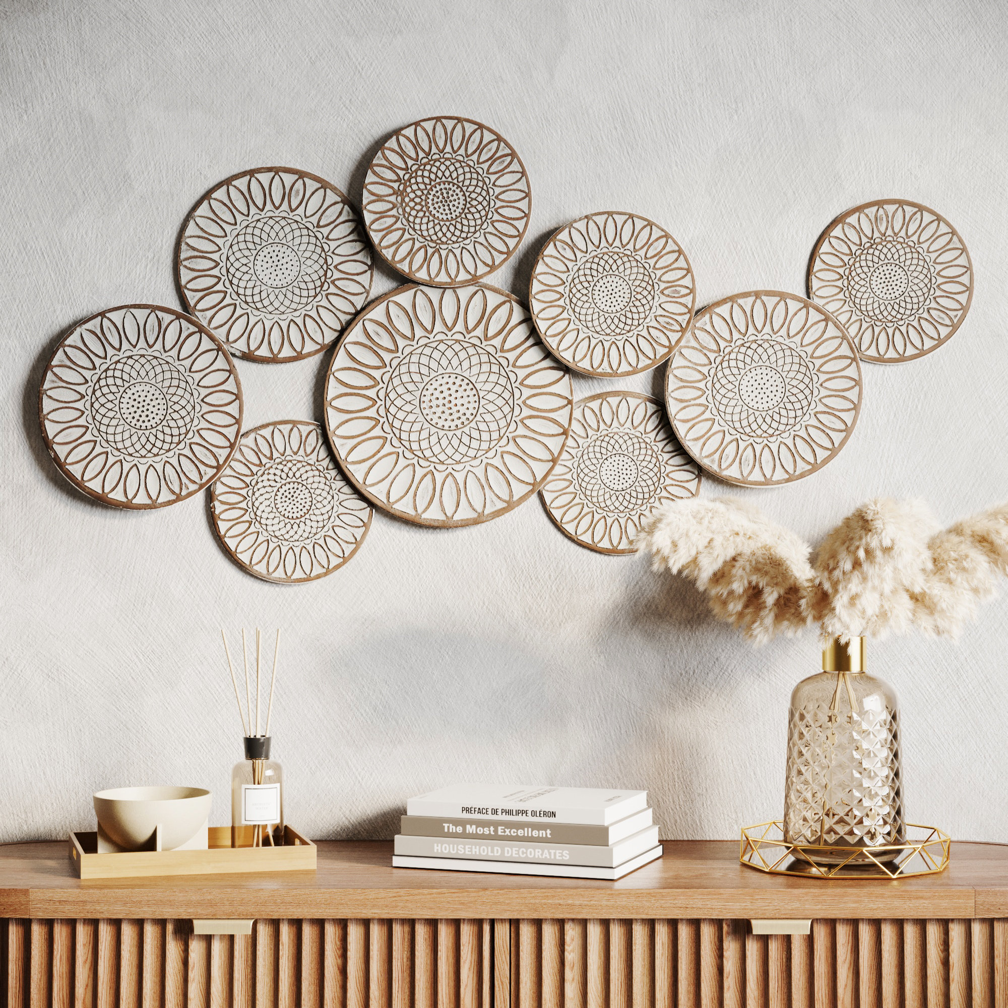 Bungalow Rose 2 Piece Nalani Contemporary Geometric Circle Wall Décor ...