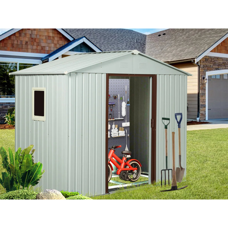 Creationstry Metal Vertical Storage Shed,Oudoor Shed with Punched Vents ...