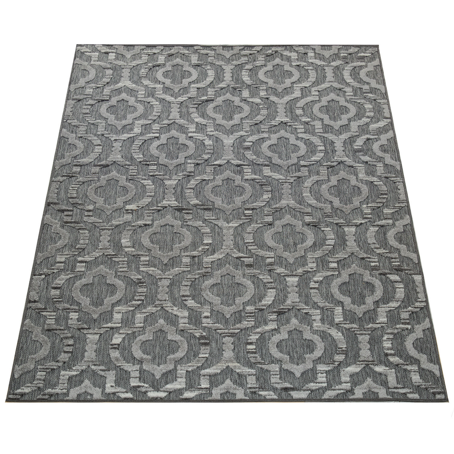Charlton Home® Dark Grey Outdoor Rug With Modern Moroccan Ornament ...