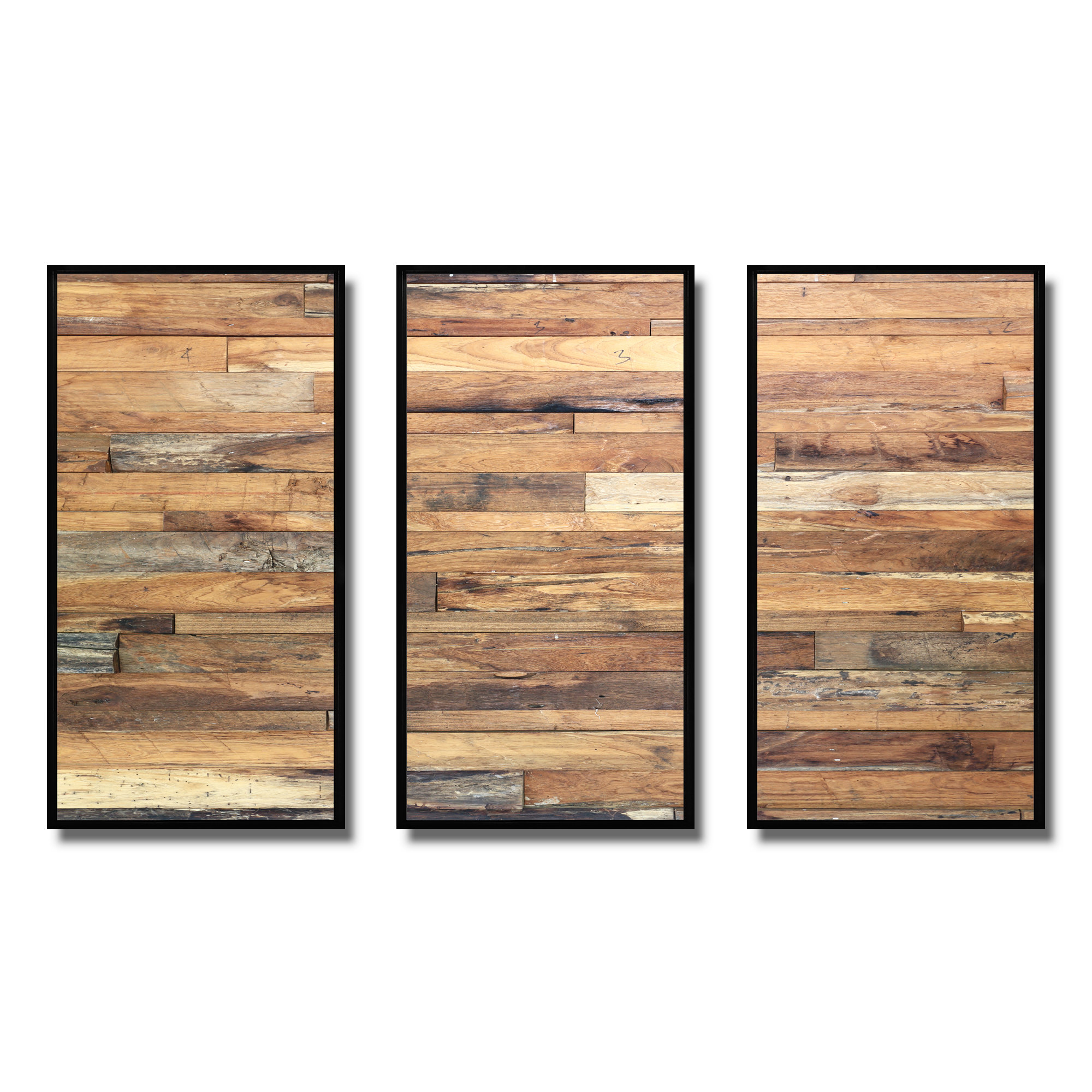 Millwood Pines Brown Wood Texture - 3 Piece Floater Frame Print Set on ...