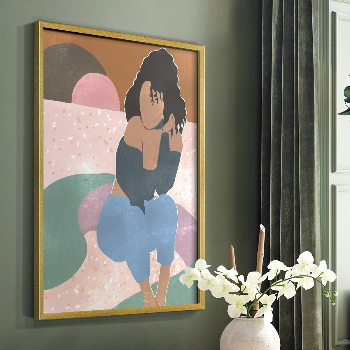 Winston Porter Curly Lady II Framed Print - Solid Wood | Wayfair