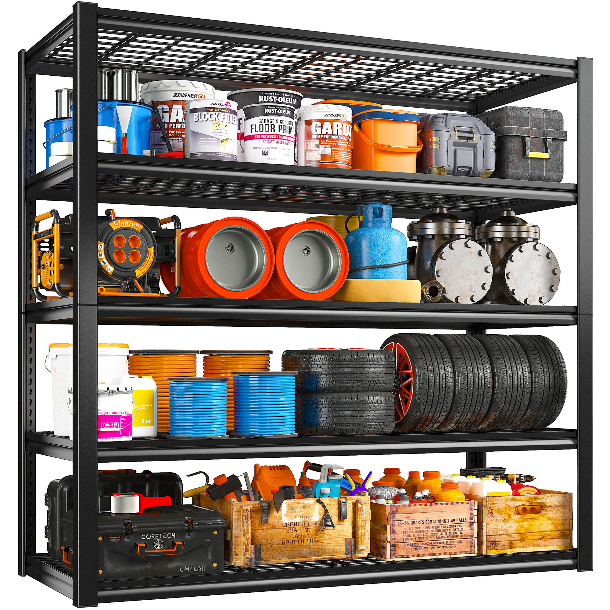 Rebrilliant Mickinzie 48" W Steel Shelving Unit Heavy Duty Garage ...