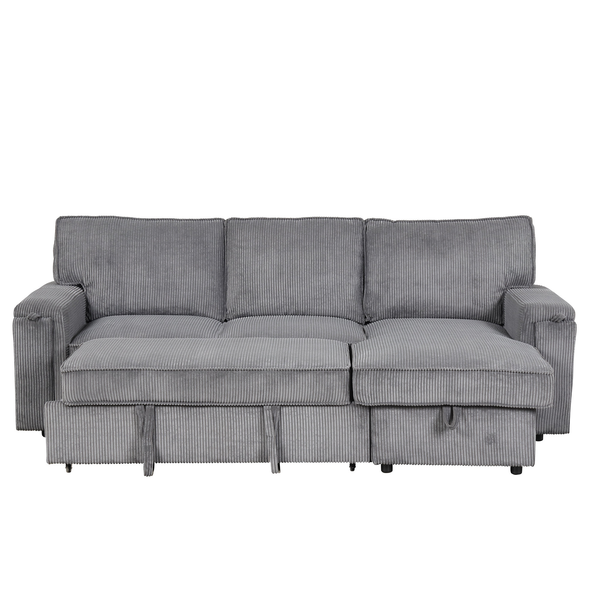 Ebern Designs Upholstery Sleeper Sectional Sofa With Storage Bags And 2 ...