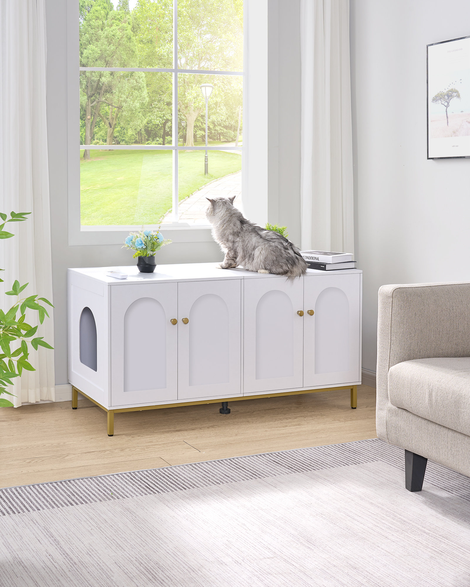 Tucker Murphy Pet™ Cat Litter Box Enclosure, Hidden Litter Box ...