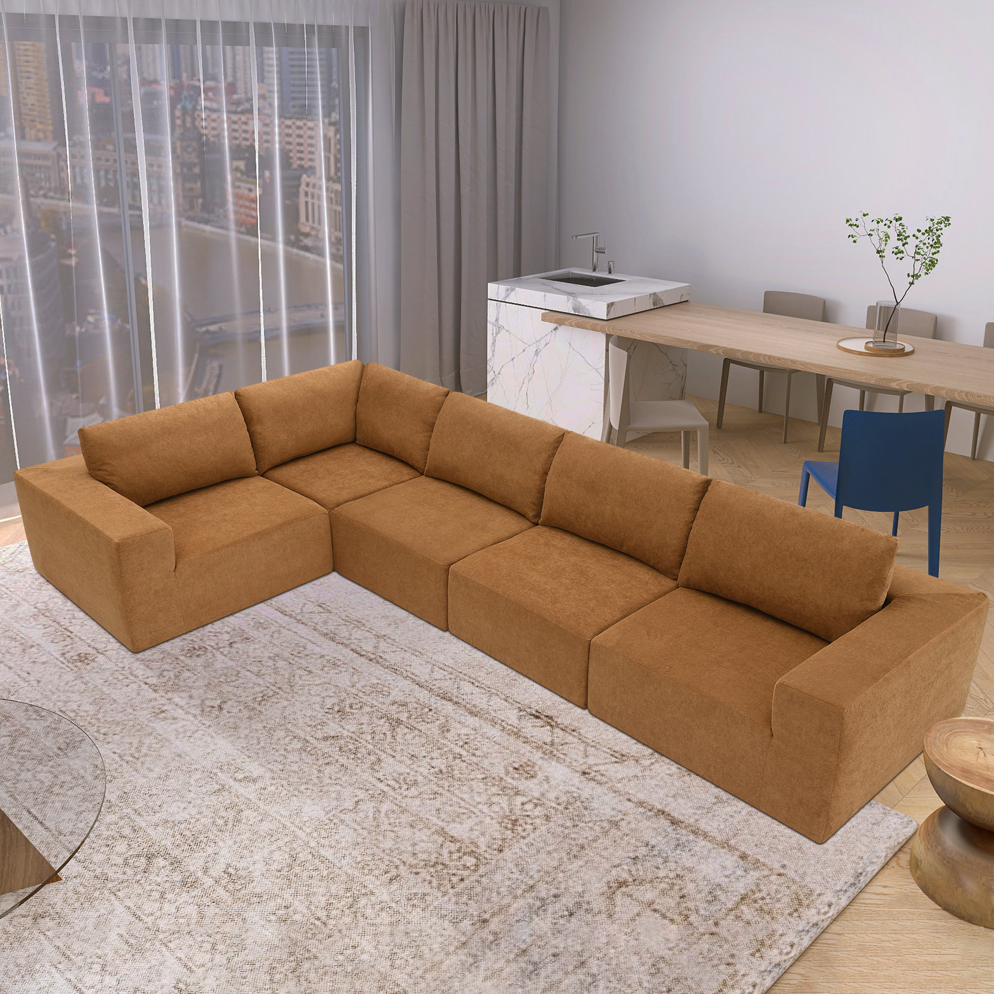 Latitude Run® Vylett 5 - Piece Modular Sectional Large L-Shaped Comfy ...