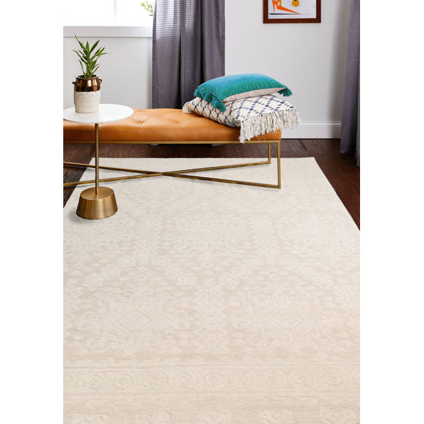 Langley Street Luzia Handmade Hand Tufted Wool Light Gray/White Rug ...