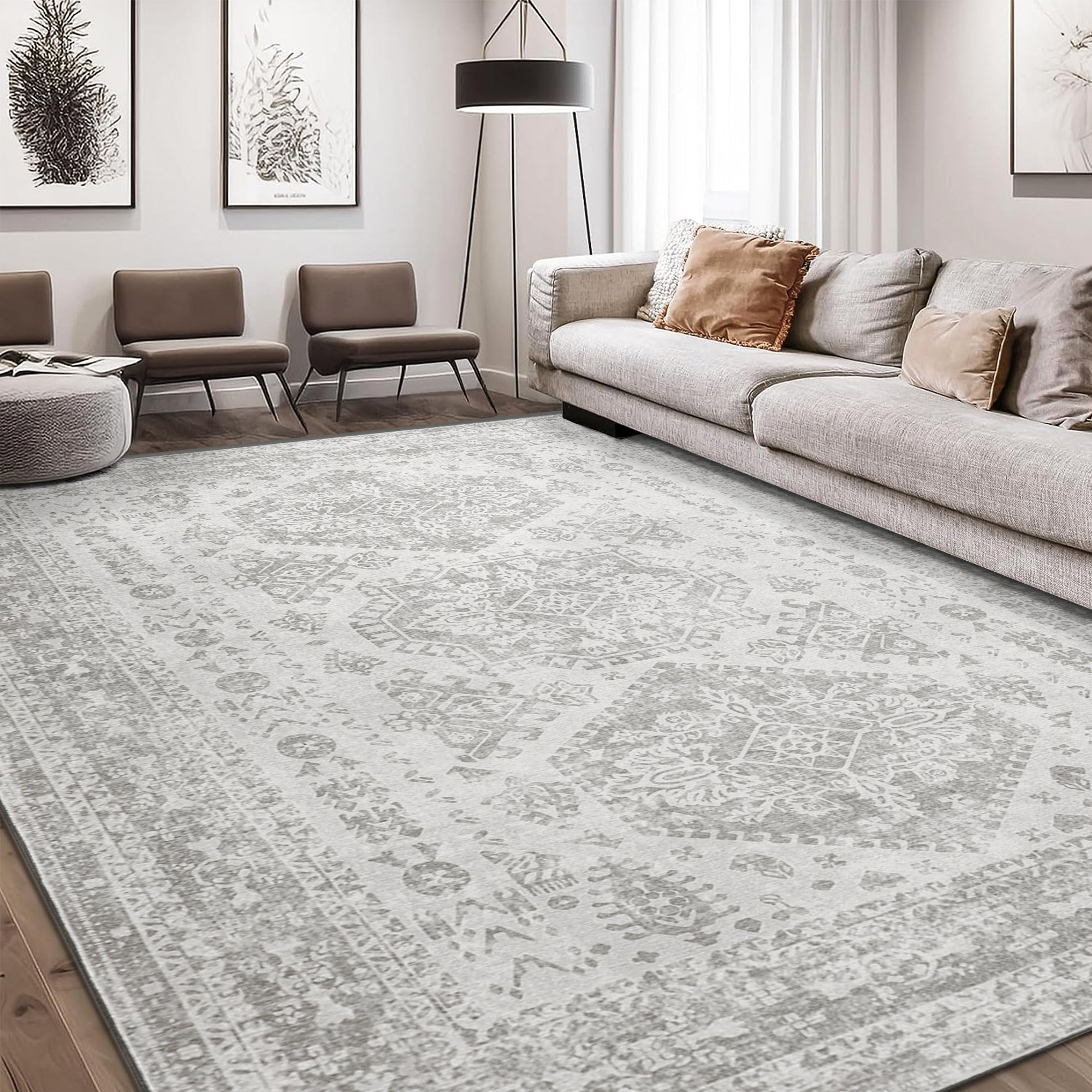 Bungalow Rose Agora Area Rug for Living Room Machine Washable Rugs Non ...
