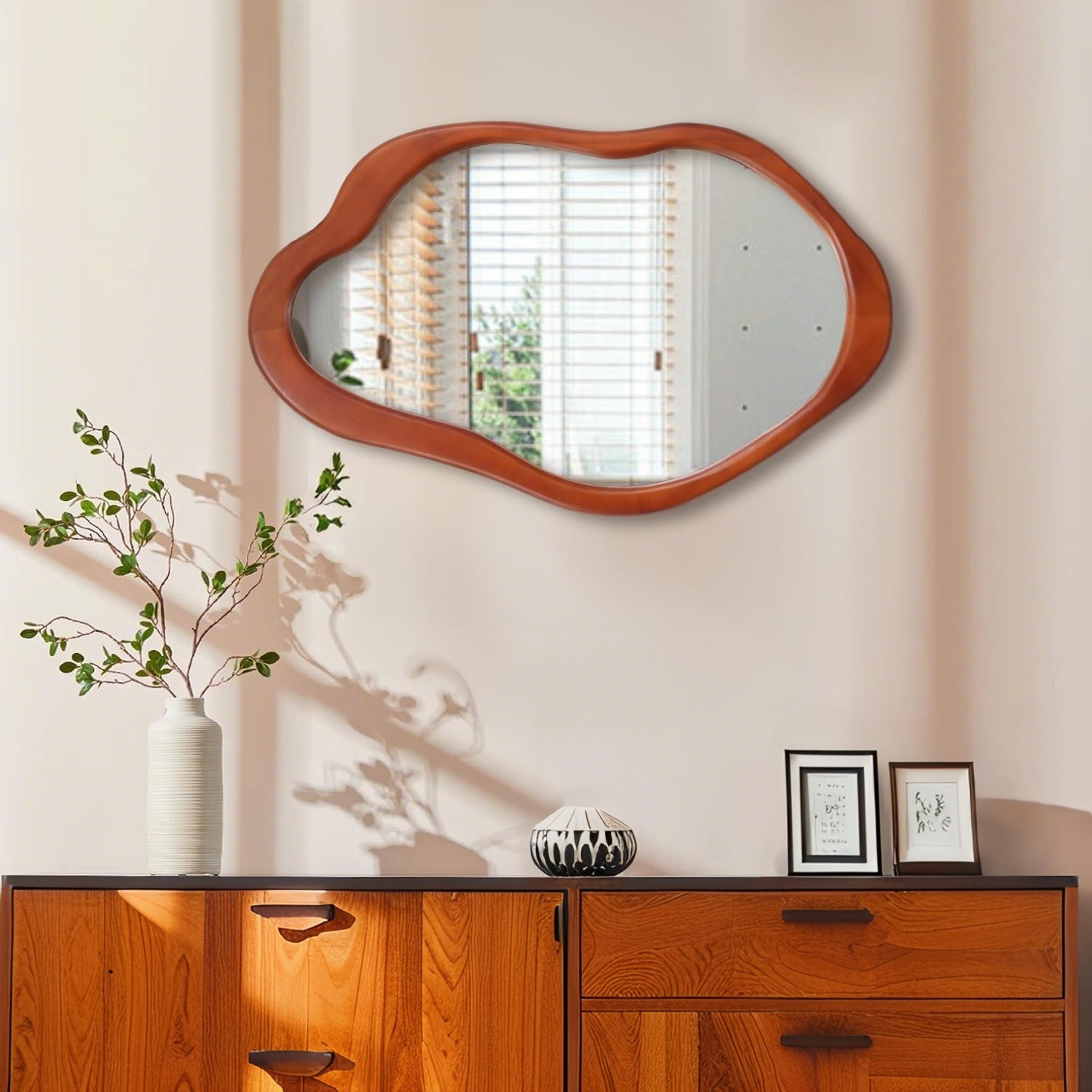 George Oliver 24X15 Inch Cloud-Shaped Wavy Wood Mirror – Explosion-Film ...