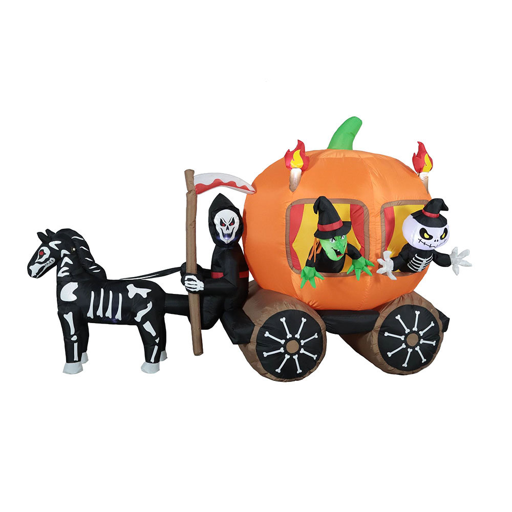 Mercer41 10ft Pumpkin Carriage Halloween Self Inflating Outdoor ...