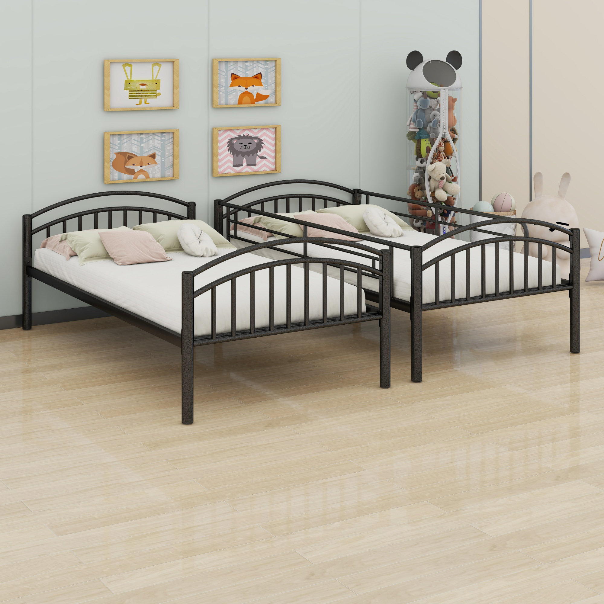 Harriet Bee Metal Bunk Bed,Divided Into Two Beds | Wayfair