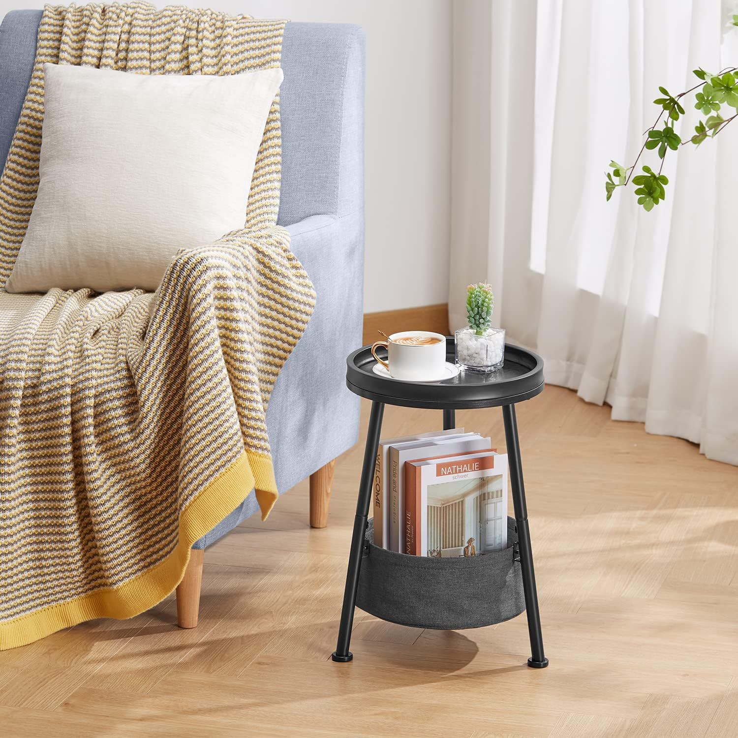 Latitude Run® Small Round End Table, 2 Tier Round Side Table With ...
