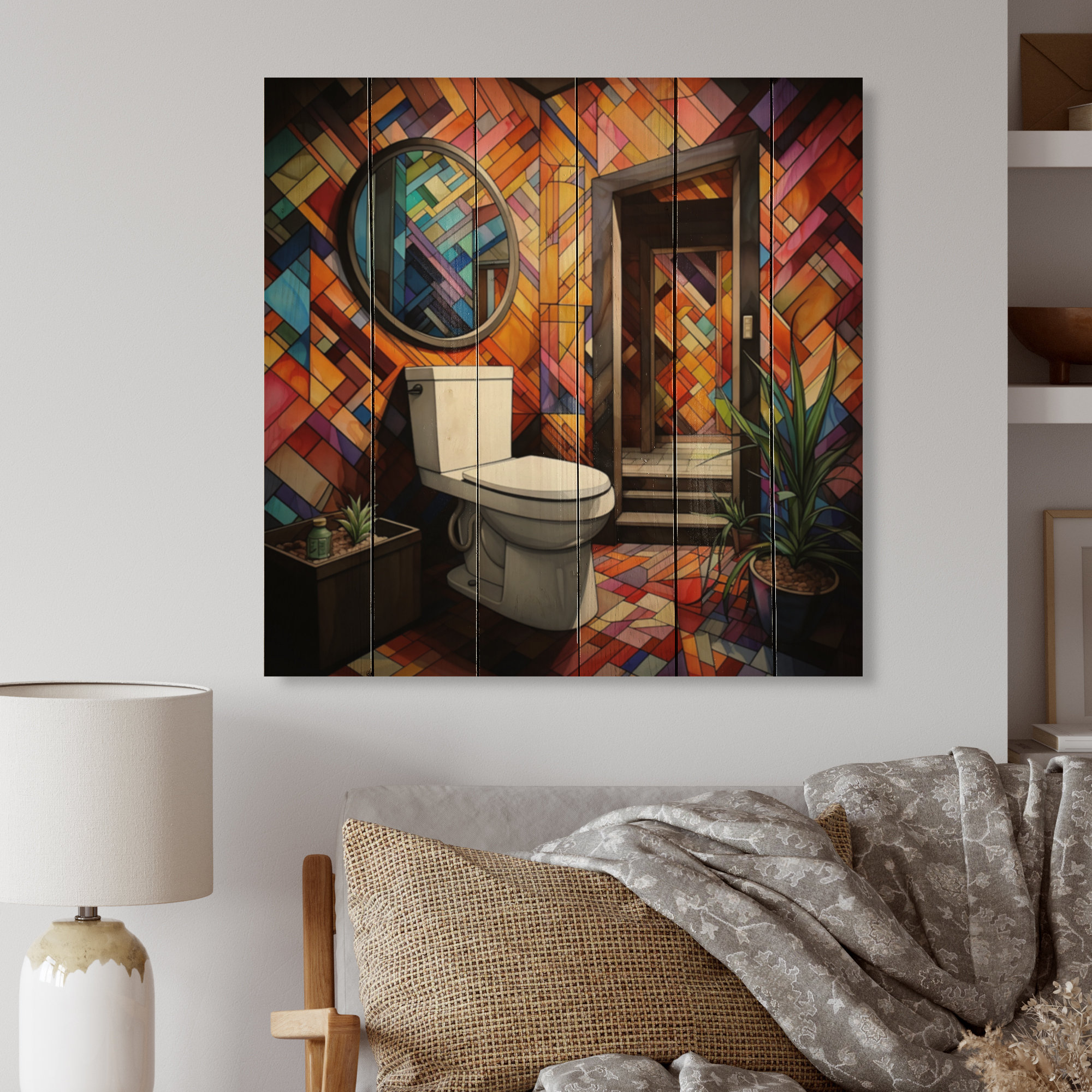 Red Barrel Studio® Jacen Toilet Playful Patterns I On Wood Print | Wayfair