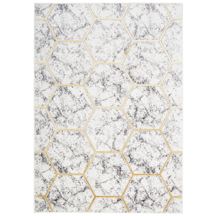 Fairmont Park Barnicle Flatweave Black/White/Gold Rug | Wayfair.co.uk