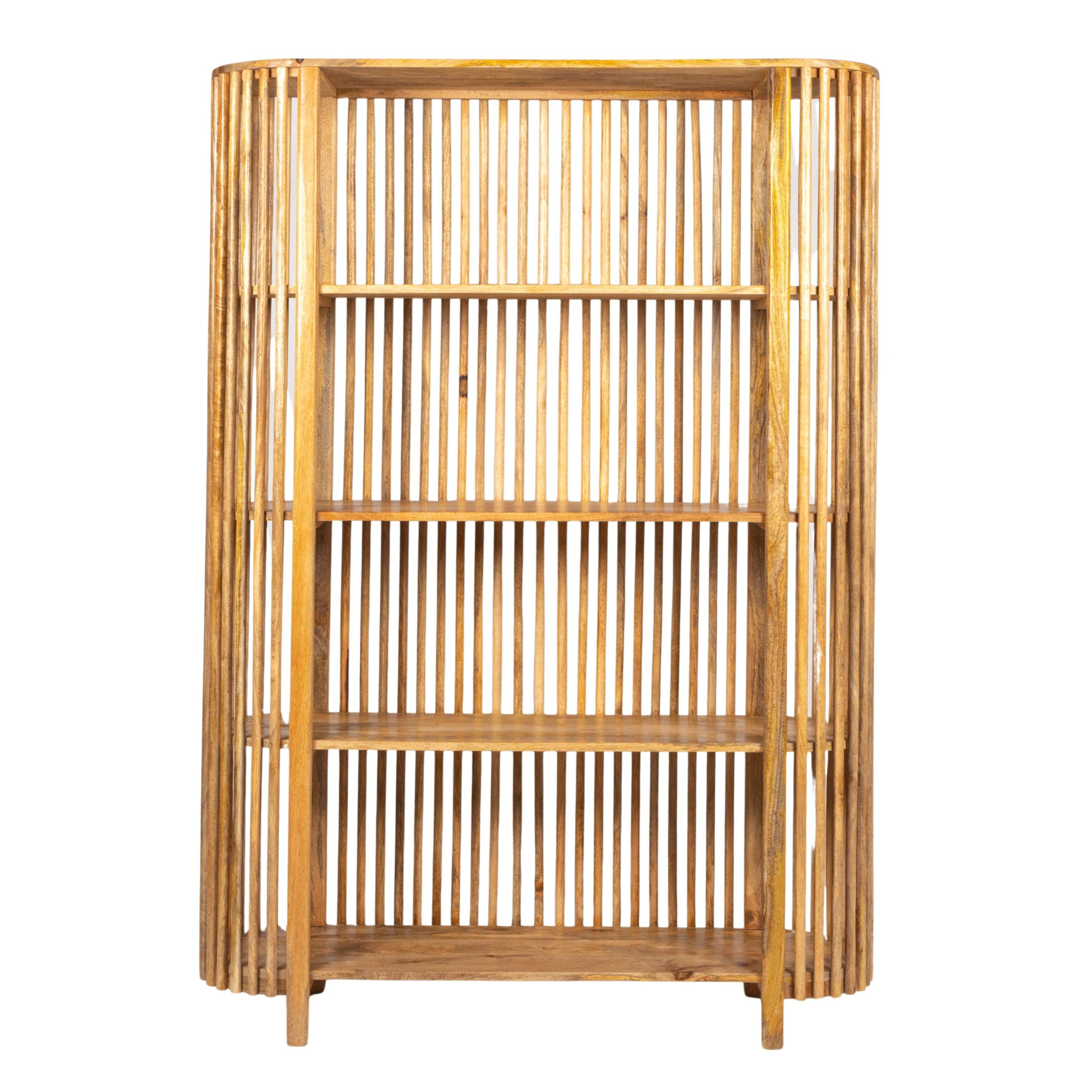 Rowena Interiors Mango Wood Slatted Bookcase with 4 Shelves, Natural ...