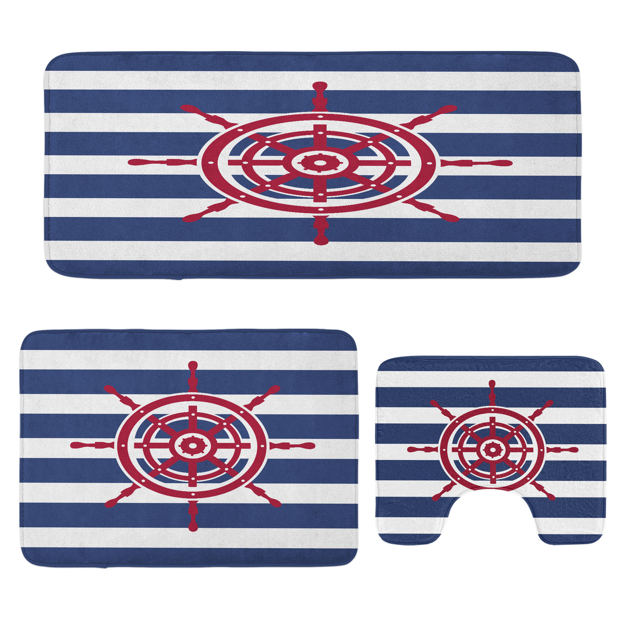 East Urban Home Nautical Bathroom Rug Set 3 Pieces U-Shape & Rectangle ...