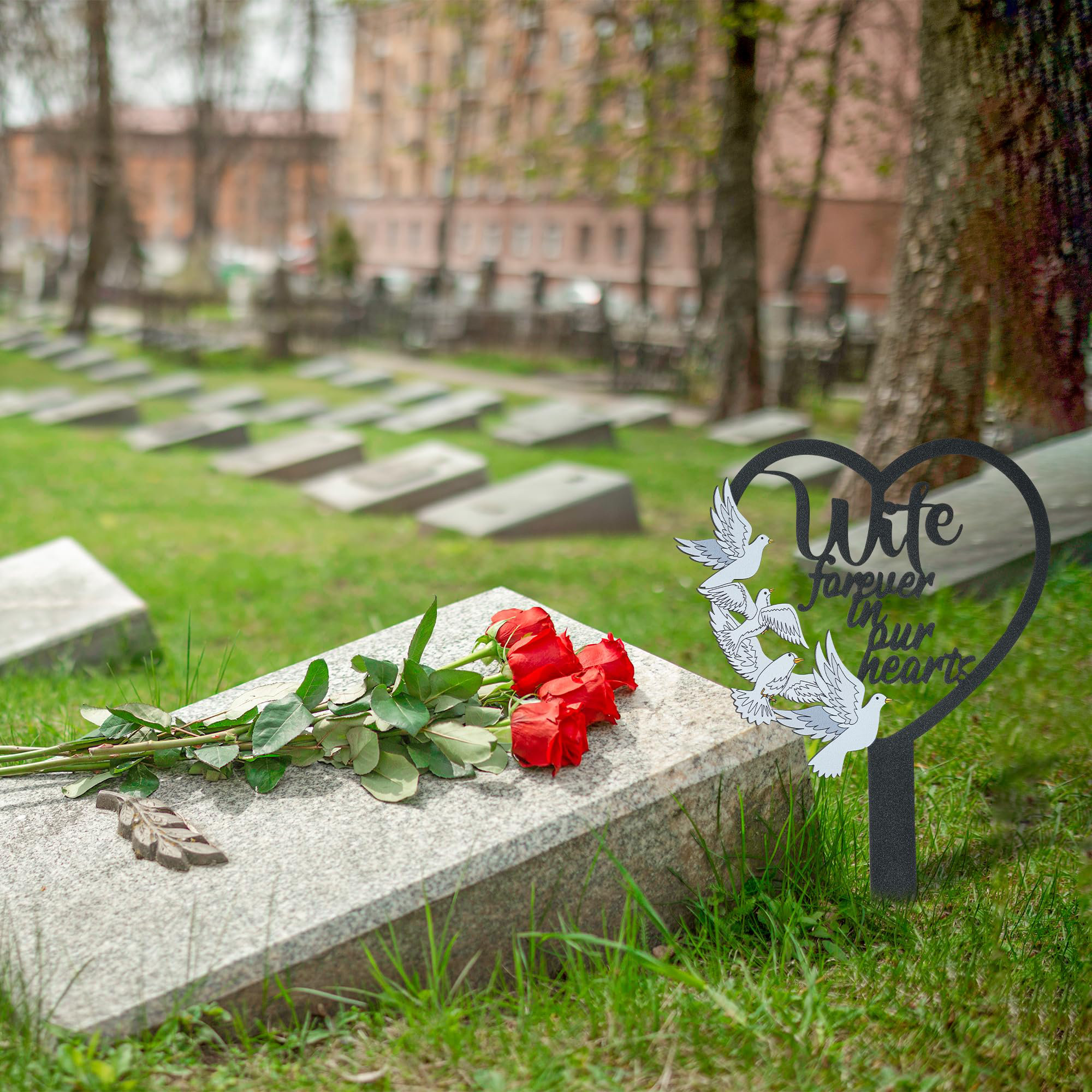 Arlmont & Co. Cemetery Decorations - Wife Metal Memorial Grave Markers ...